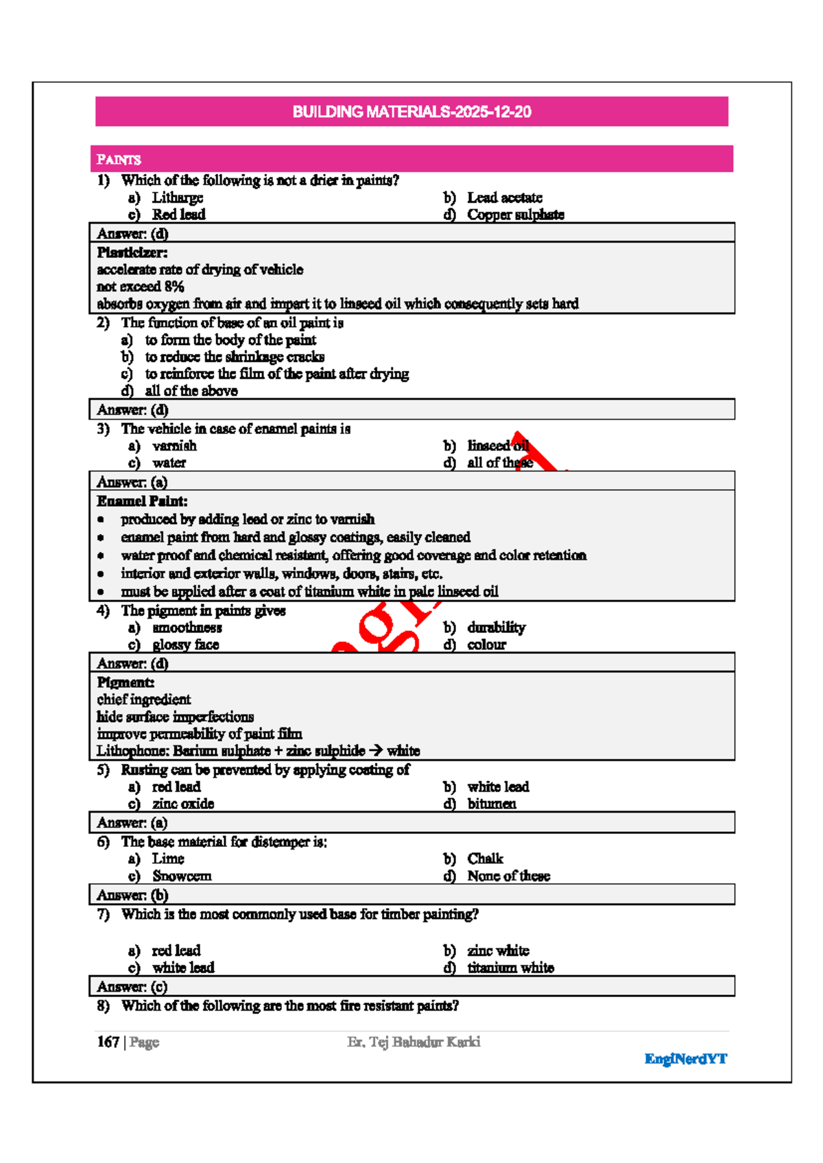 Building Paints MCQ - Construction Material Study Guide - Studocu