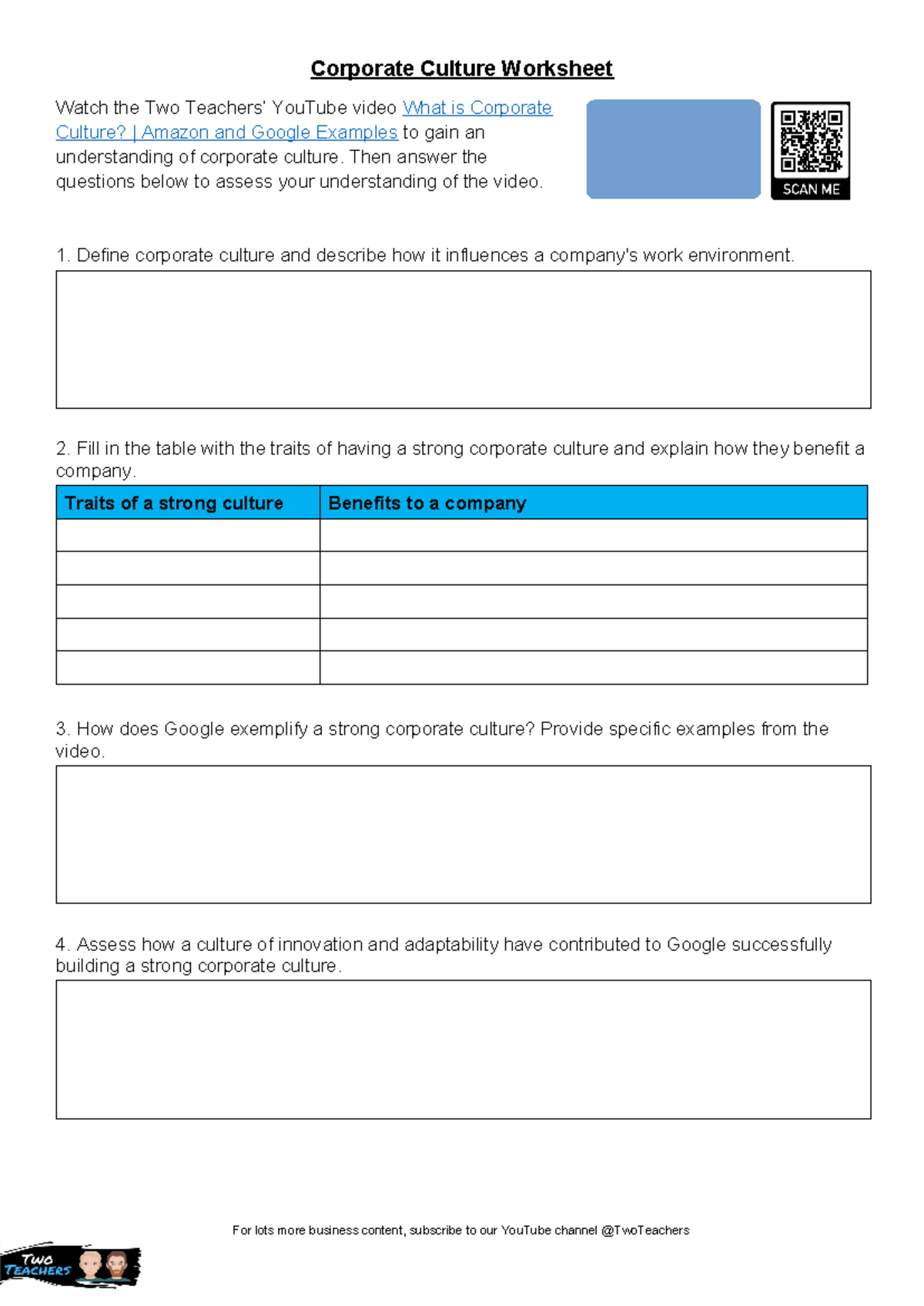 Corporate Culture Worksheet: Examining Amazon & Google Examples - Studocu