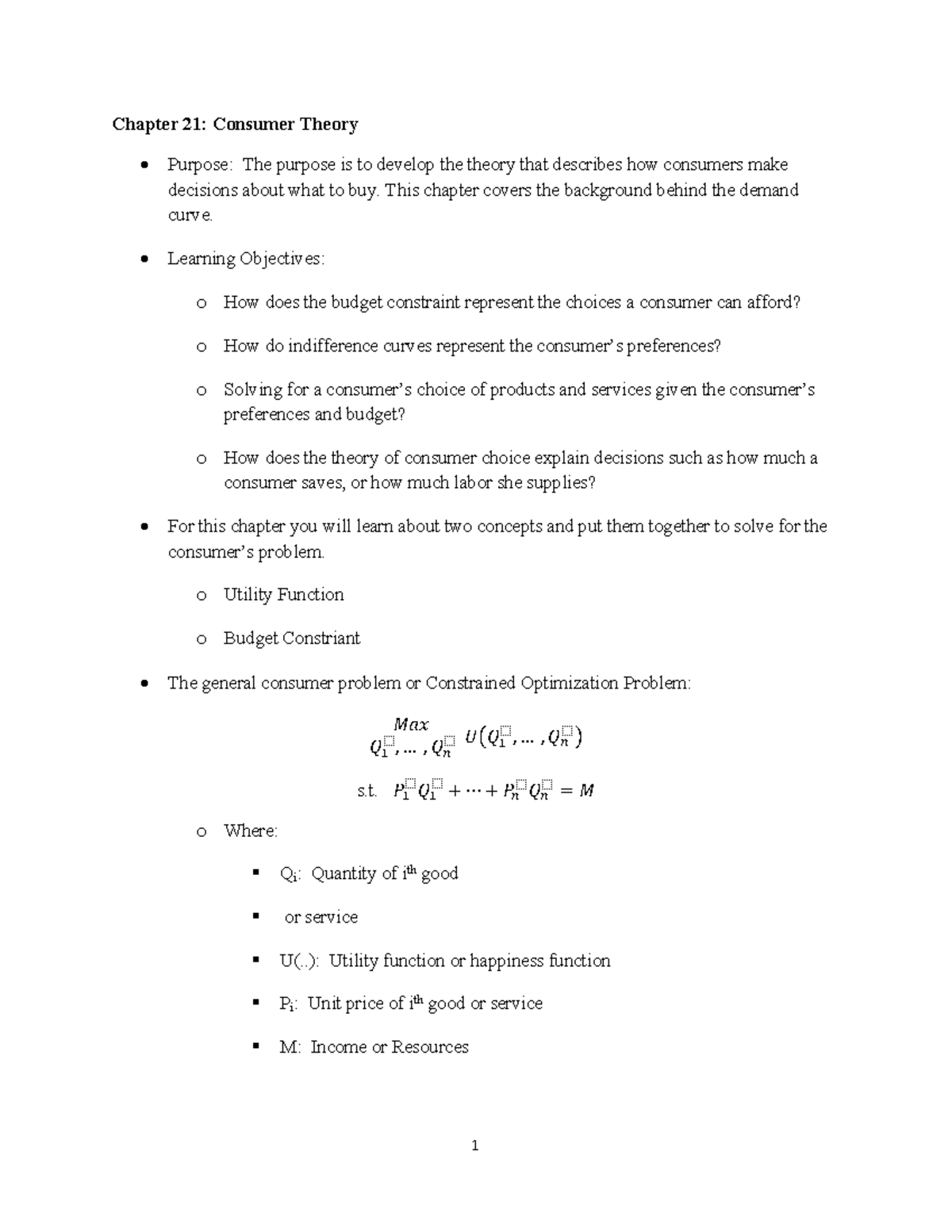Ch 21 (The Theory of Consumer Choice)-1 - Chapter 21: Consumer Theory ...