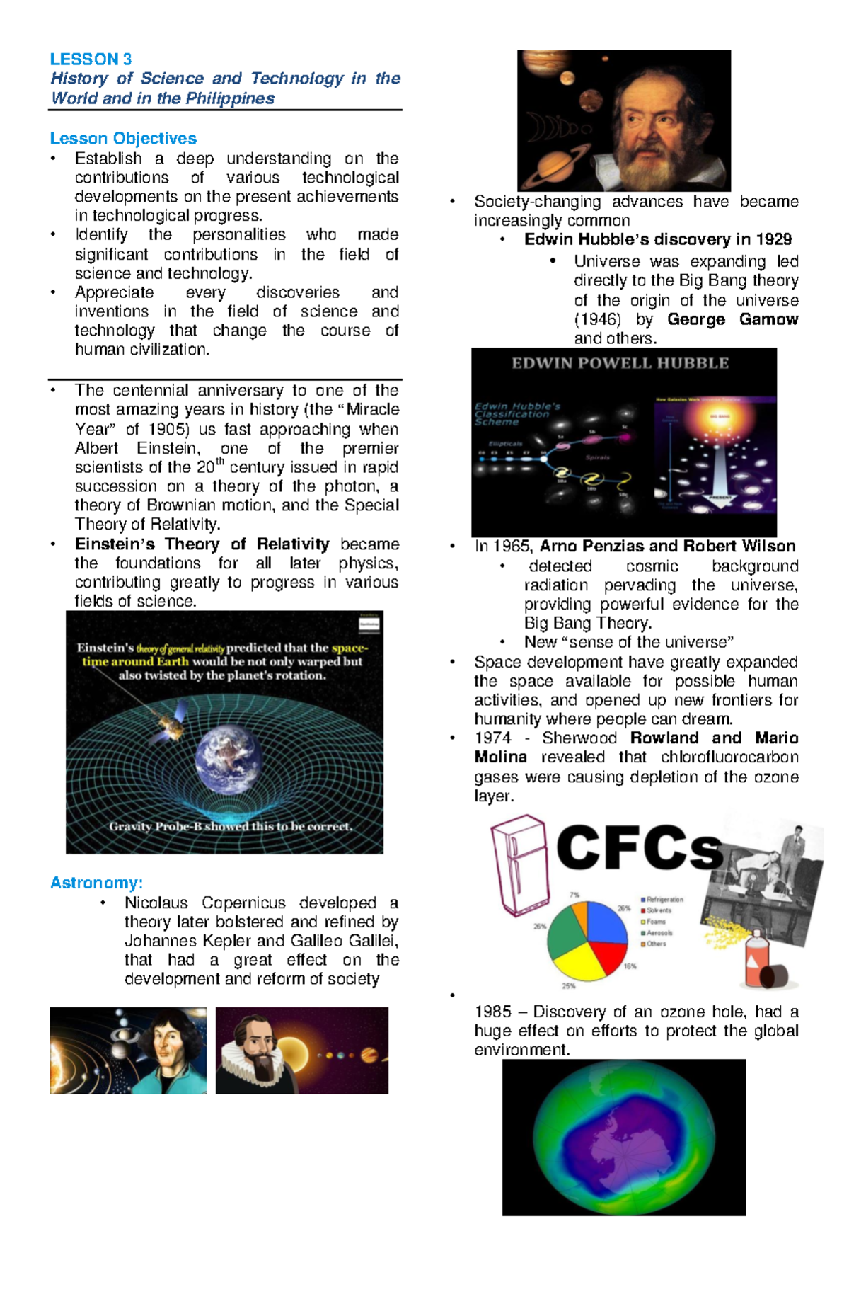 STS Lesson 3: Contributions of Science & Tech to Society - Studocu