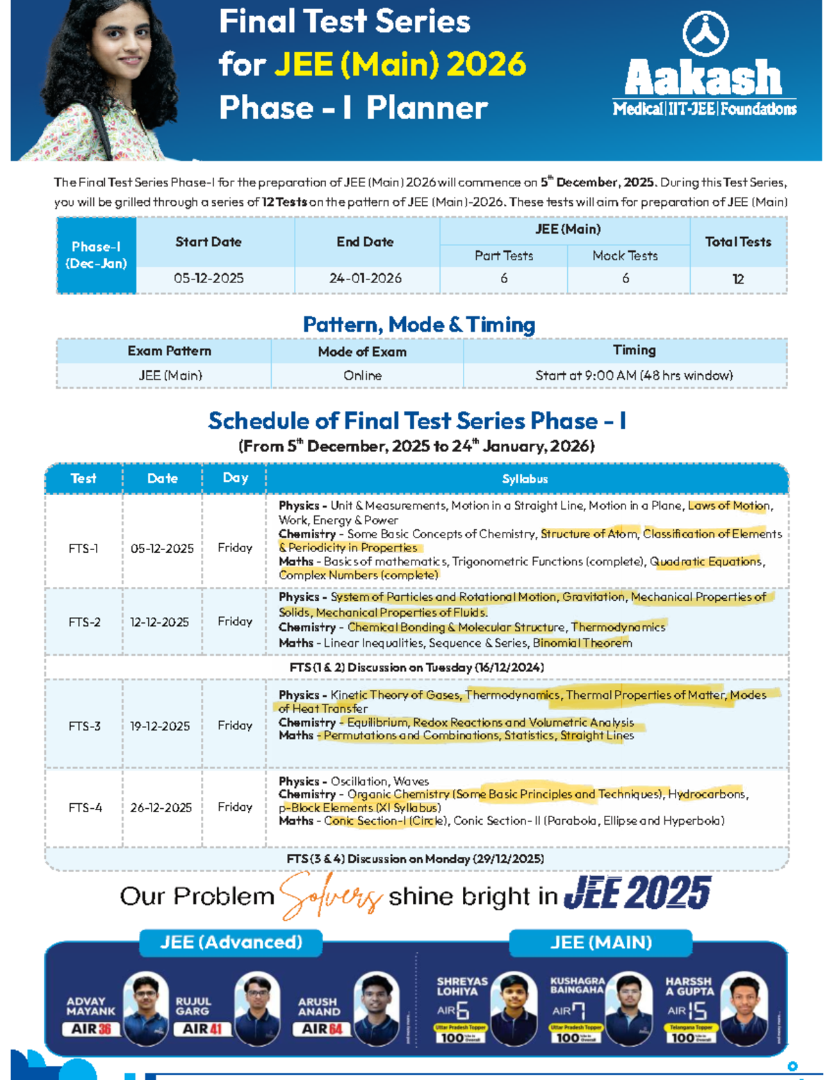 Final Test Series (FTS) for JEE (Main) 2026 Phase I - Studocu