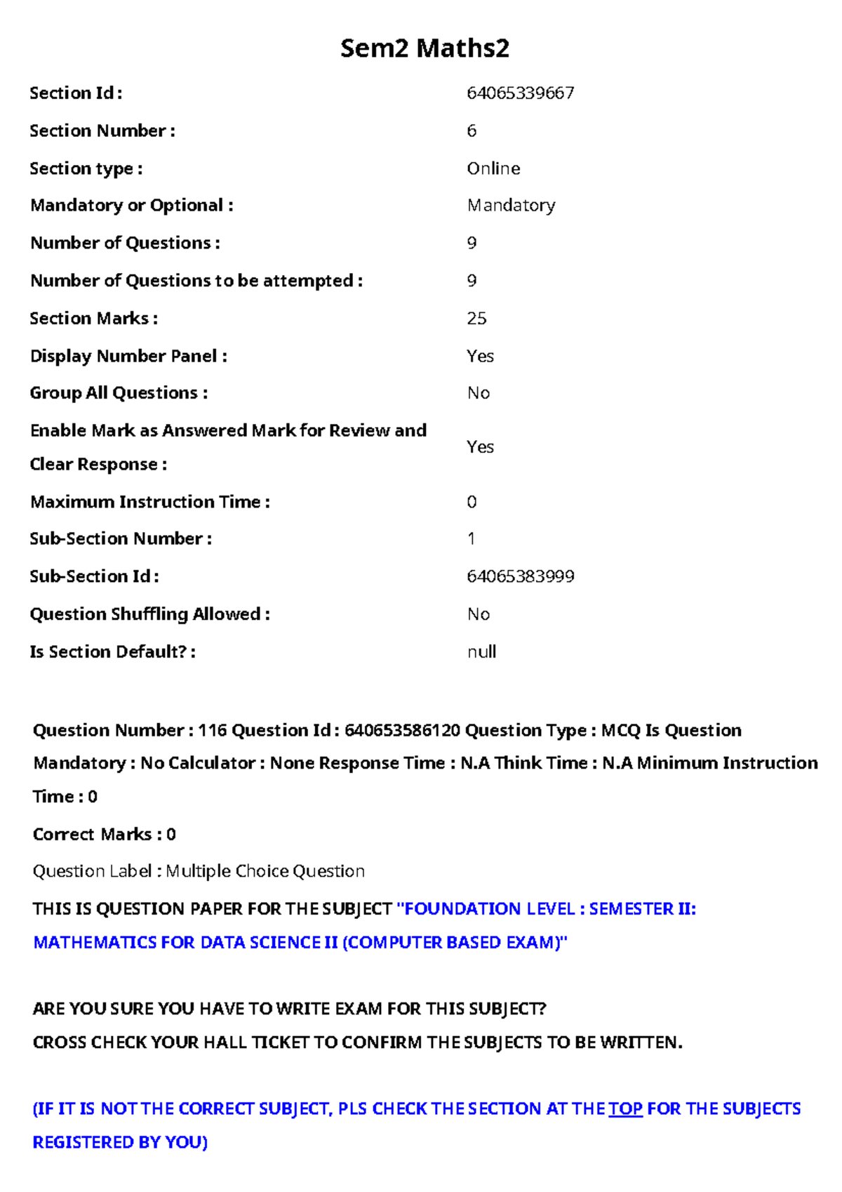 Sem2 Maths2 Online Exam Paper - Mathematics for Data Science II - Studocu