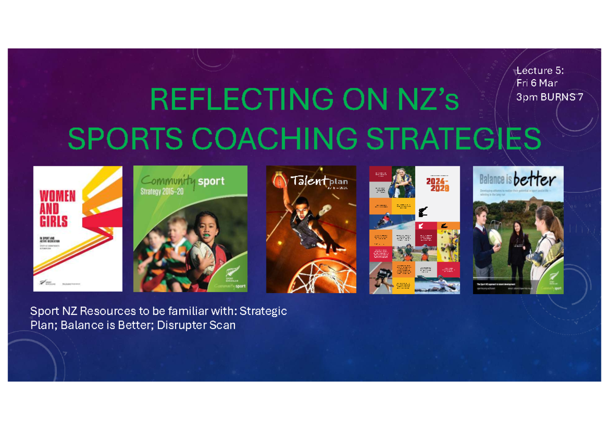 Lecture 5: Reflecting on Sports Coaching Strategies (2026) - Studocu