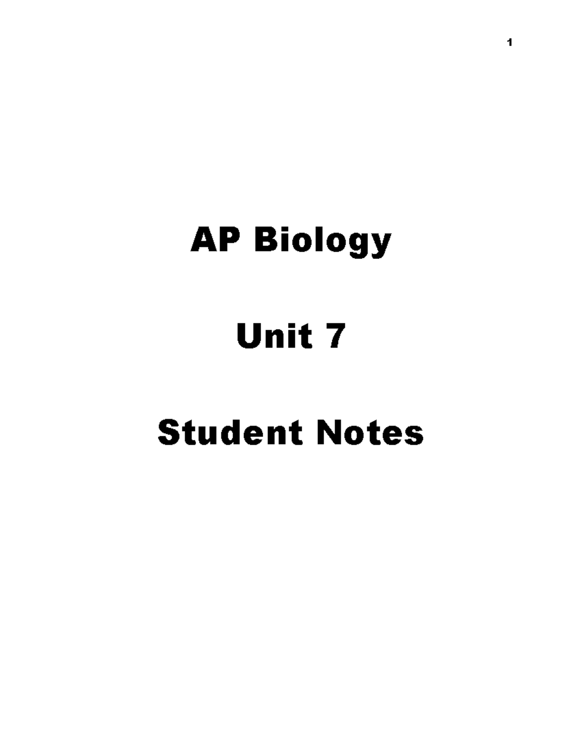 Unit 7 AP Biology Student Notes - Evolution & Genetics Overview - Studocu