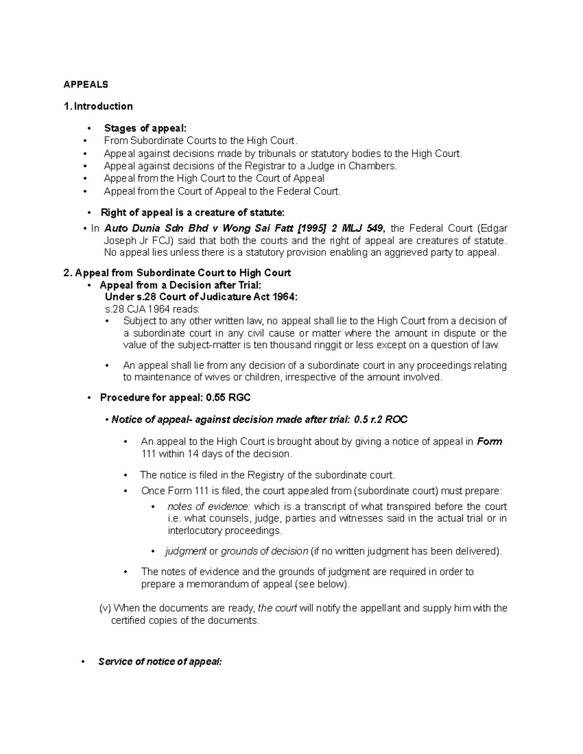 **Civil Procedure II: Appeal Process Notes and Guidelines** - Studocu