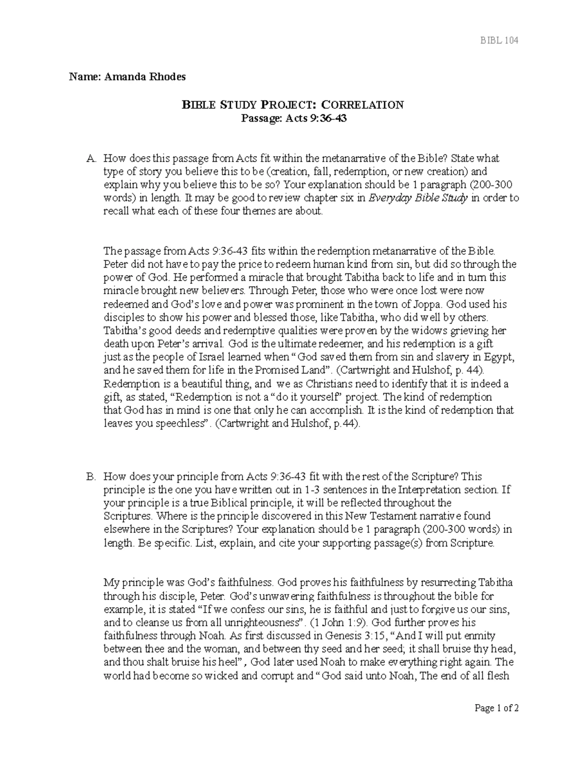 BIBL104 Bible Study Project Application Assignment - Name: Alissa D ...
