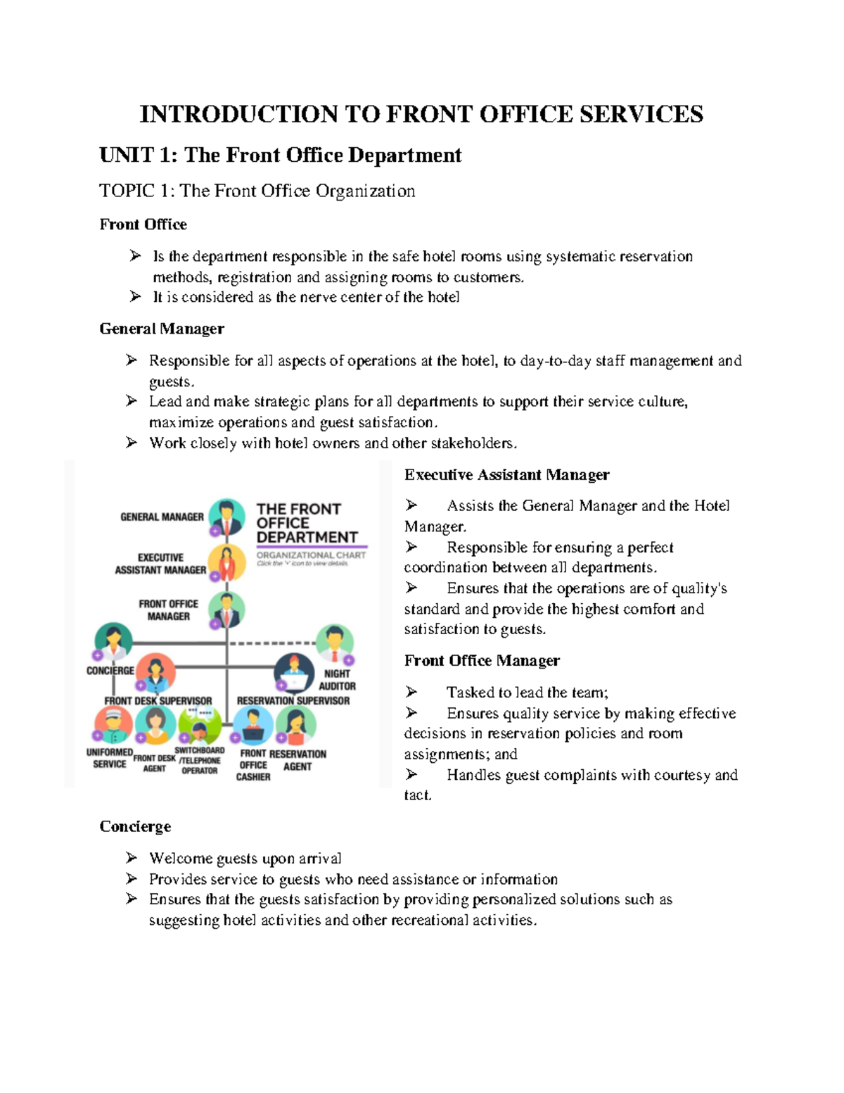 Introduction To Front Office Services - INTRODUCTION TO FRONT OFFICE ...