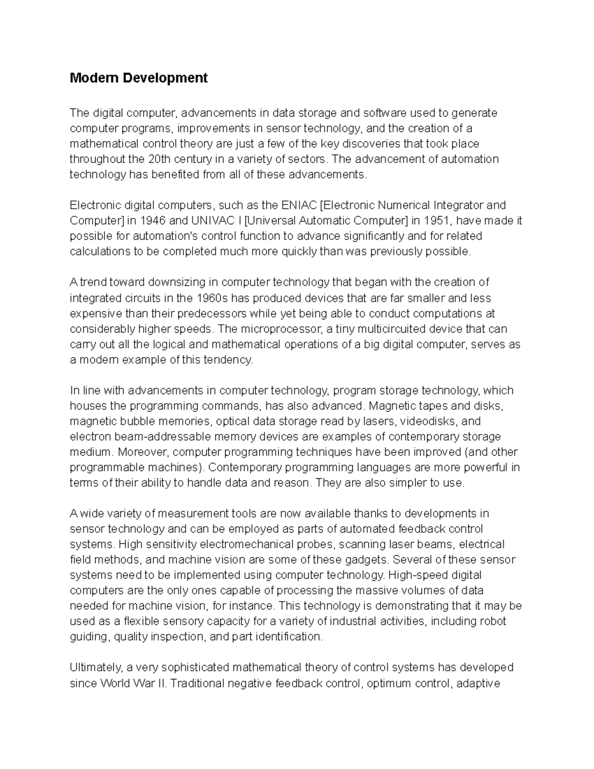 Modern development of Automation technology - Modern Development The ...