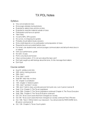 TX POL Chapter 8-11 - Smartbook assignment and homework - Chapter 8 1 ...