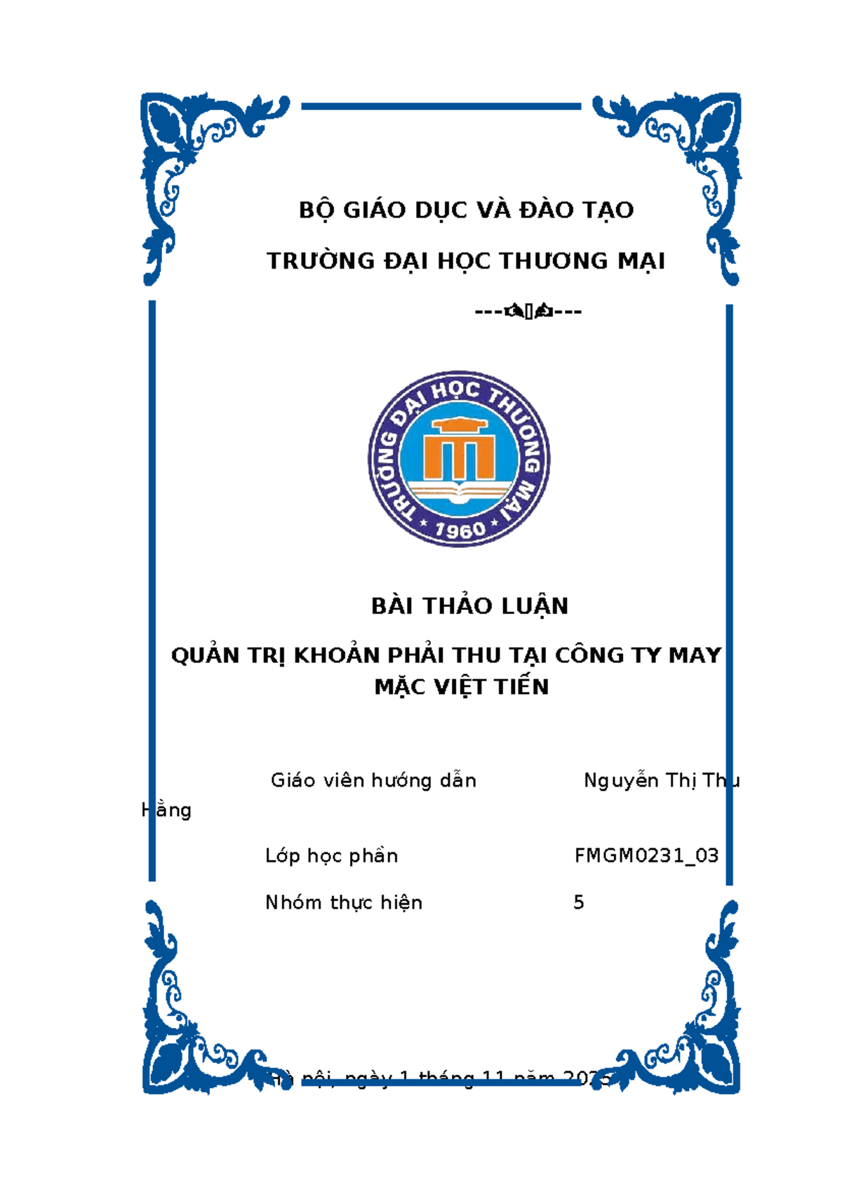 Quản Trị Khoản Phải Thu Tại Công Ty May Mặc Việt Tiến - FMGM0231_03 ...