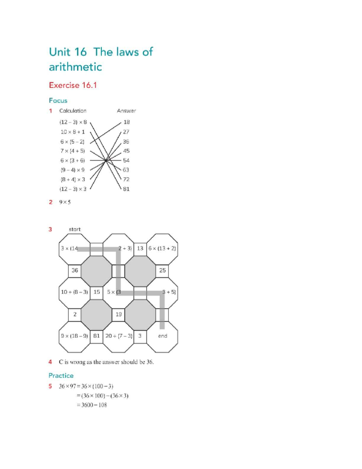 Unit 16: Arithmetic Laws & Exercise 16.1 Calculation Answers - Studocu