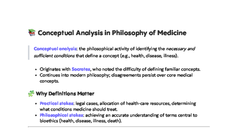 Conceptual Analysis of Health and Disease in Philosophy of Medicine ...