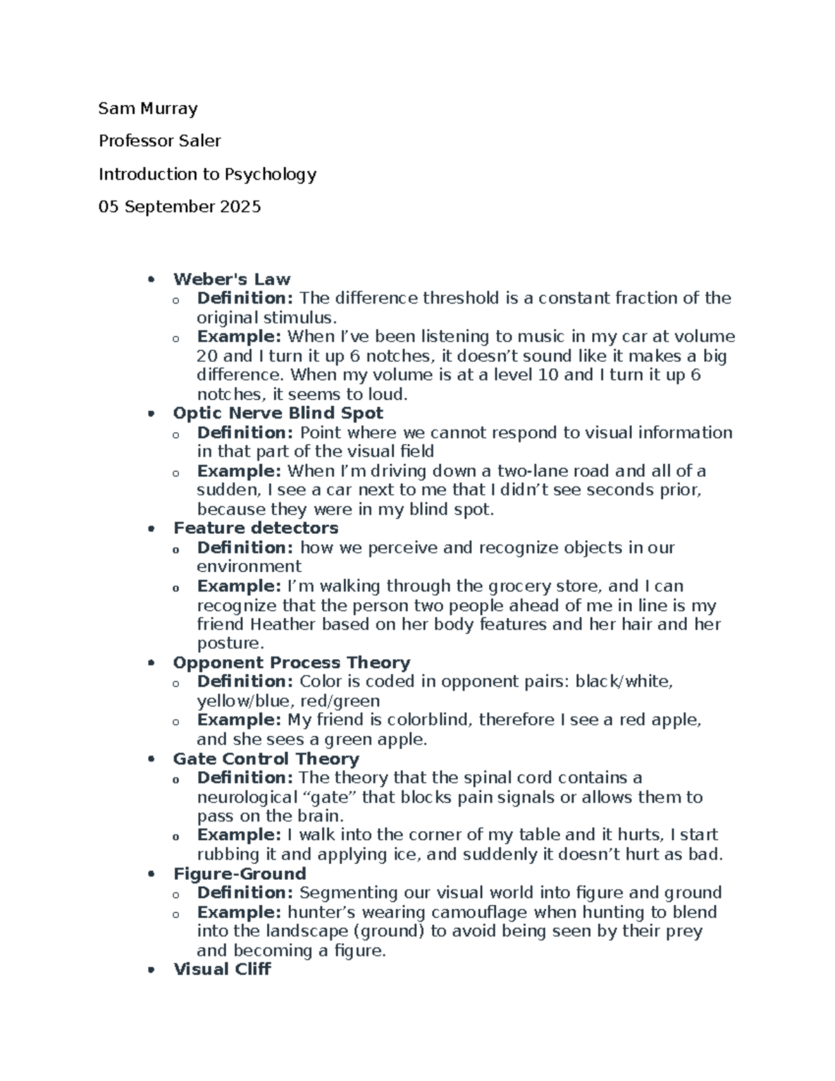 PSY 101 Lecture Notes: Real World Examples of Sensation & Perception ...