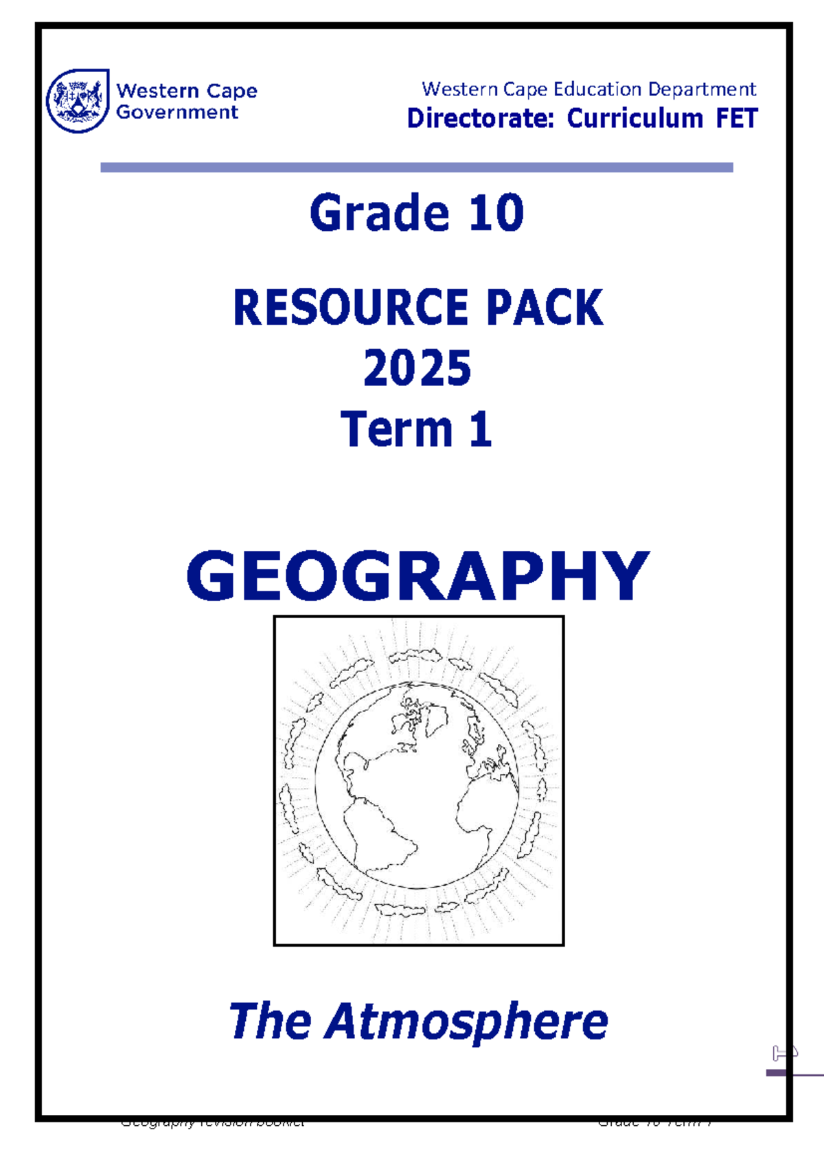 Gr 10 Geography Revision Booklet 2025: The Atmosphere Term 1 - Studocu