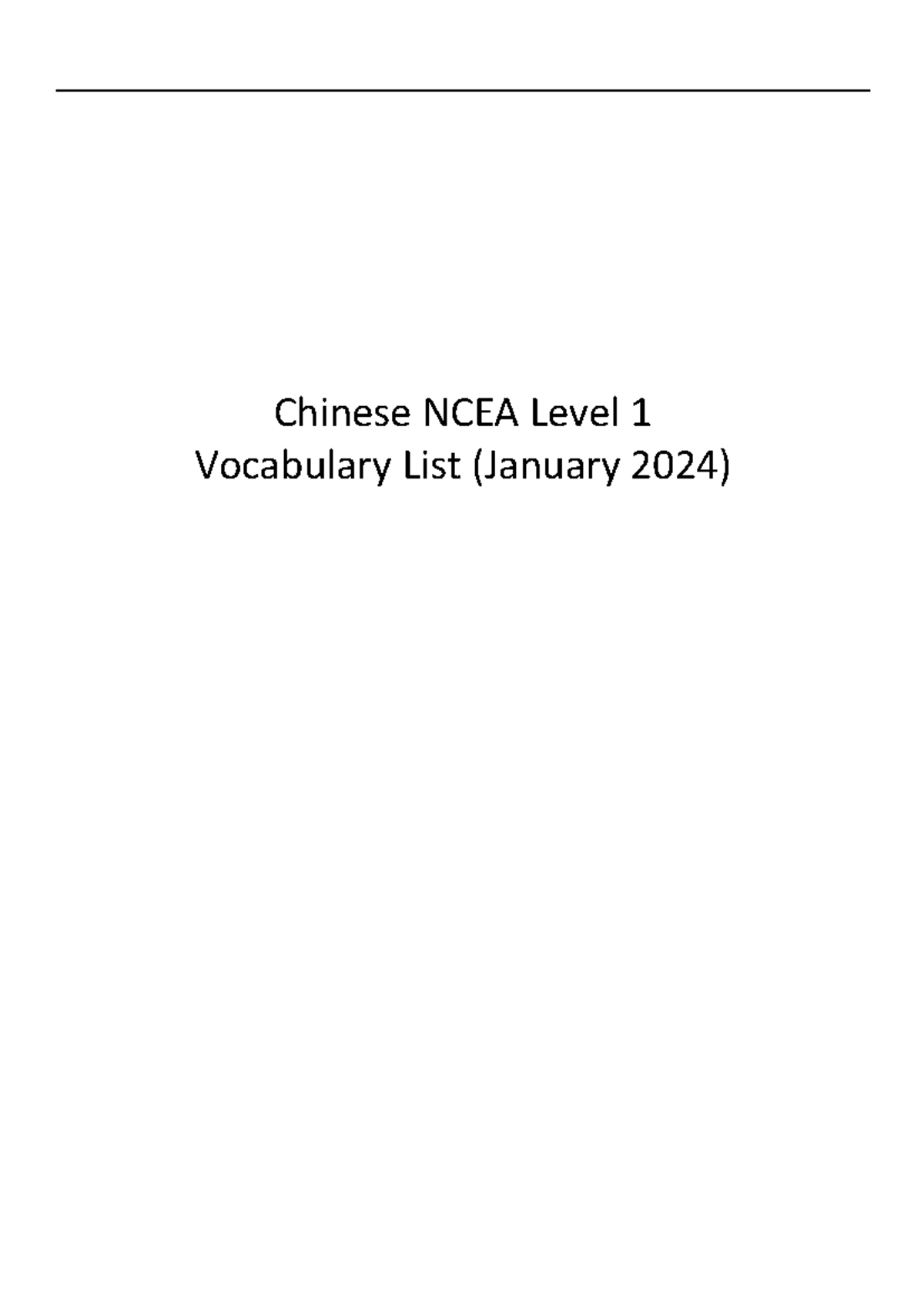 Chinese NCEA Level 1 - Essential Vocabulary List for Assessments - Studocu