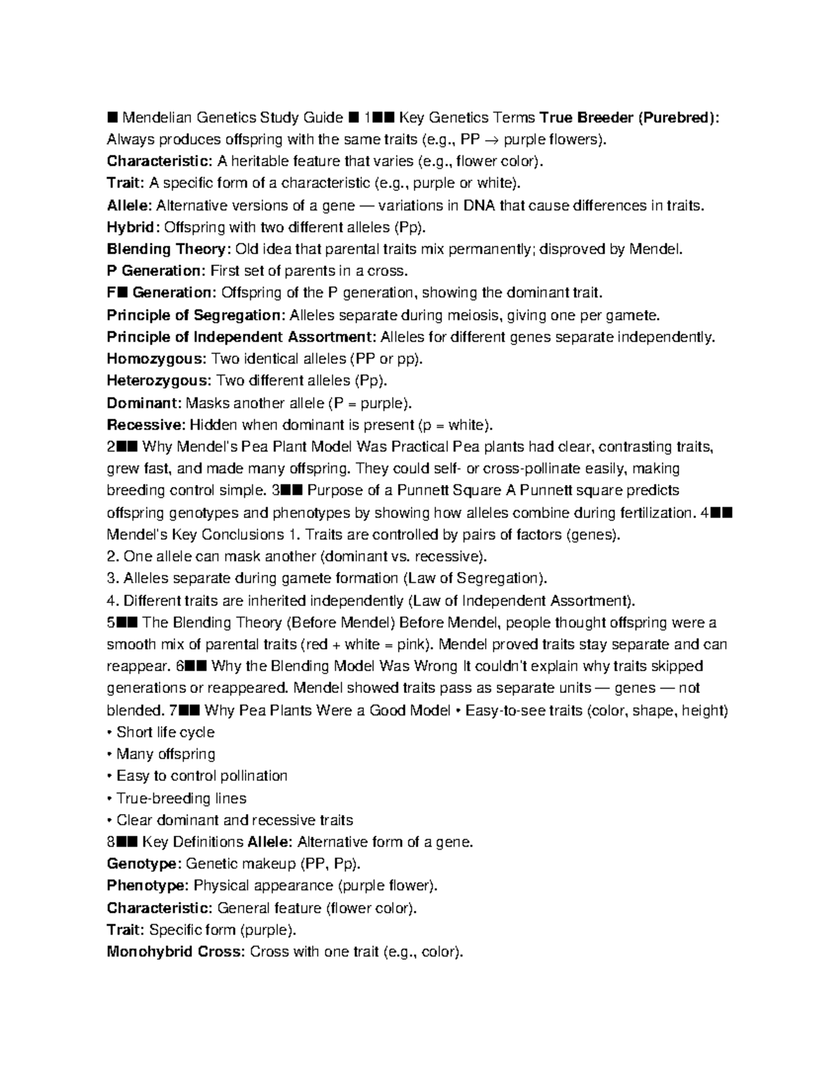 Mendelian Genetics Study Guide: Key Terms & Principles (GEN 101) - Studocu