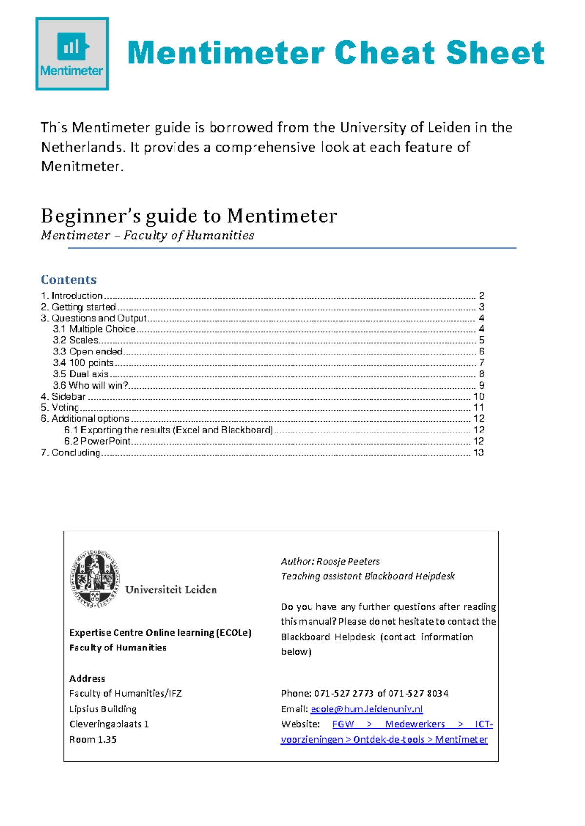 Mentimeter Cheat Sheet-1 - This Mentimeter guide is borrowed from the ...