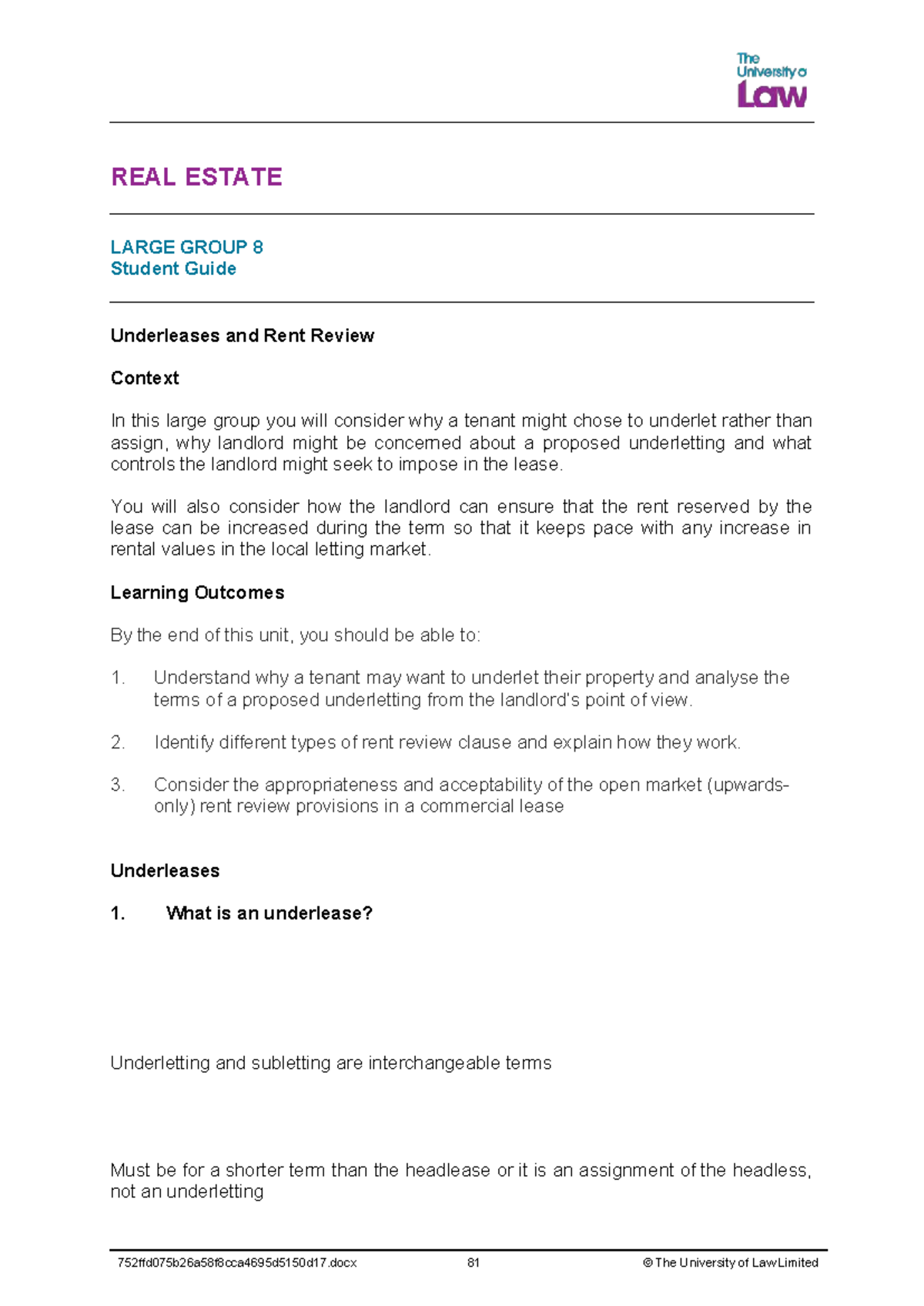 2425 re lg08 ce01 student guide - REAL ESTATE LARGE GROUP 8 Student ...