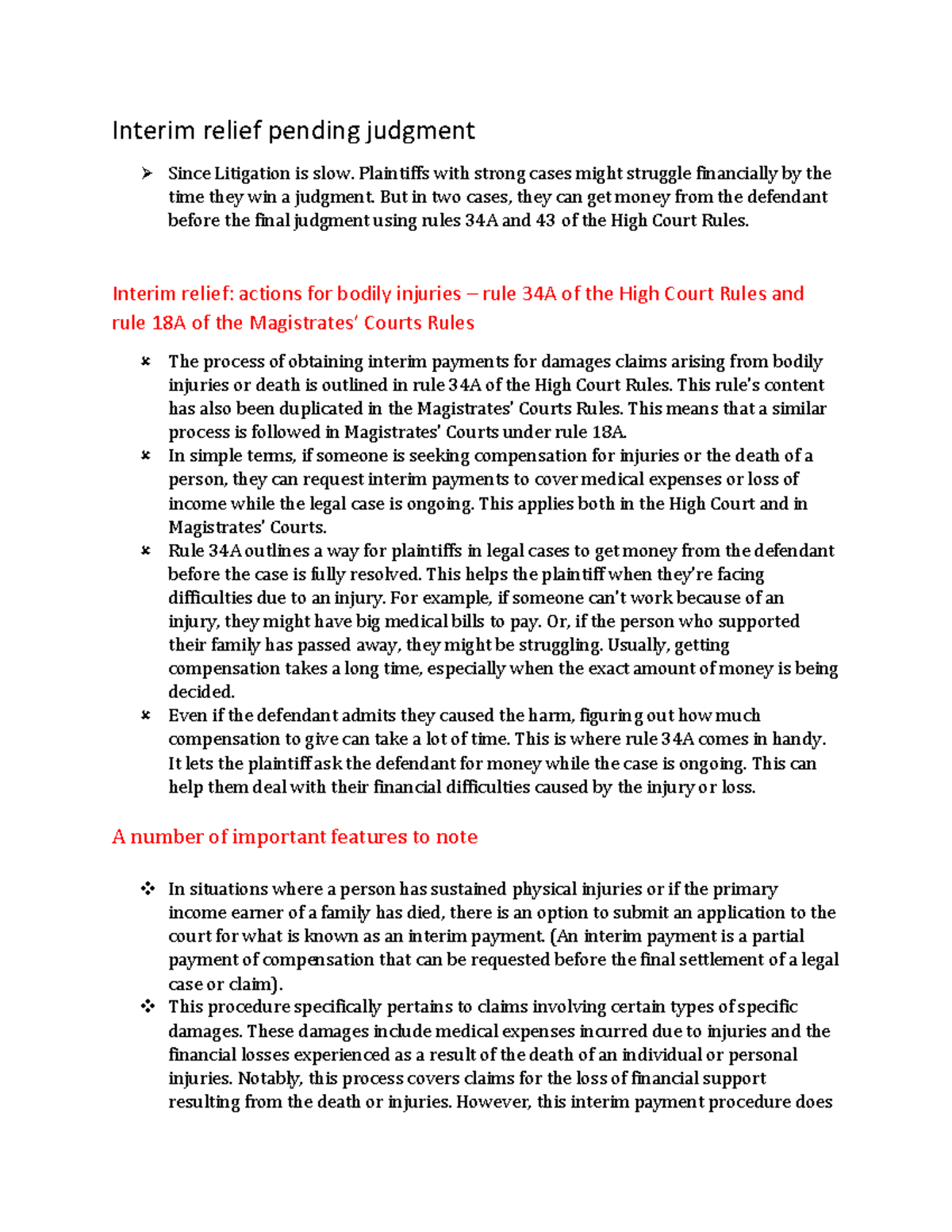 Interim Relief Applications: High Court Rules 34A & 43 Explained - Studocu