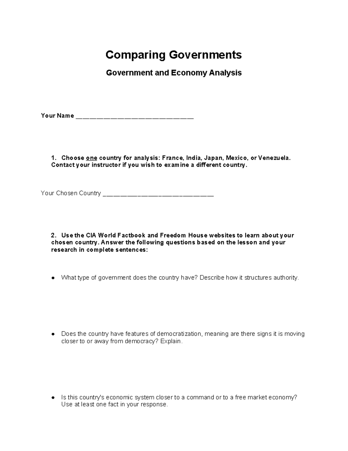 1.07 US GOV V23 Government Comparison Assignment Template - Studocu