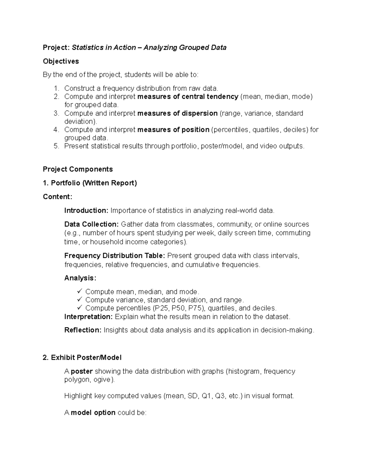 Project: STAT 101 Midterm - Analyzing Grouped Data in Statistics - Studocu