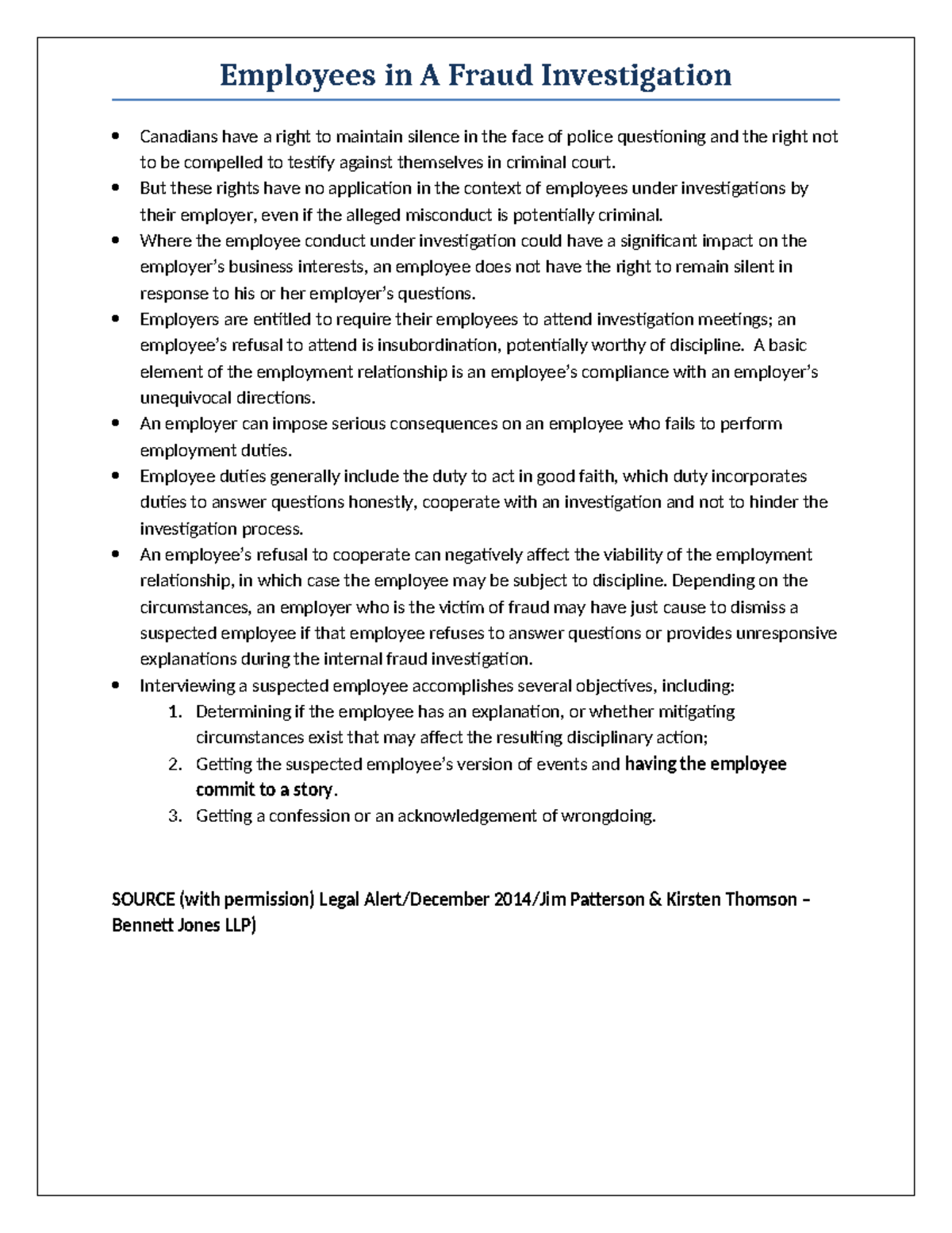 3B Employee Interview: Rights and Responsibilities in Fraud ...