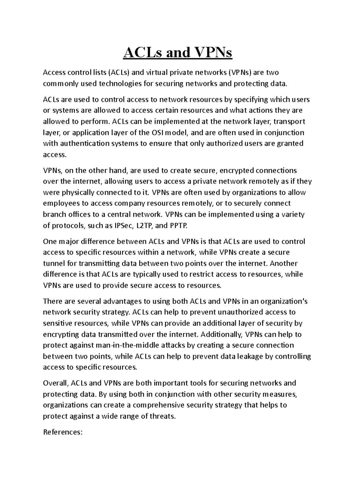 Acls And Vpns Access Control Lists Acls And Virtual Private Networks Vpns Are Two Commonly