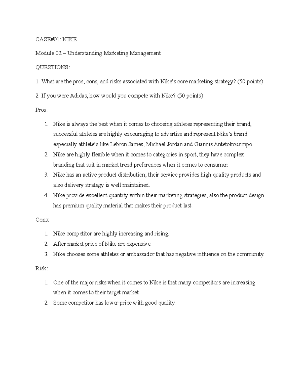 Case Study: Nike's Marketing Management Strategies and Competitors ...