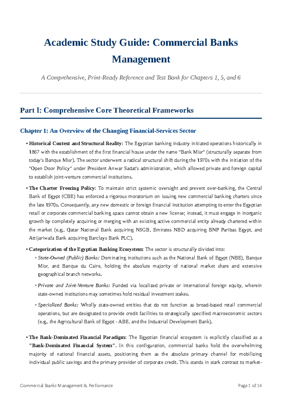 Study Guide EN: Commercial Banks Management - Chapters 1, 5, and 6 ...