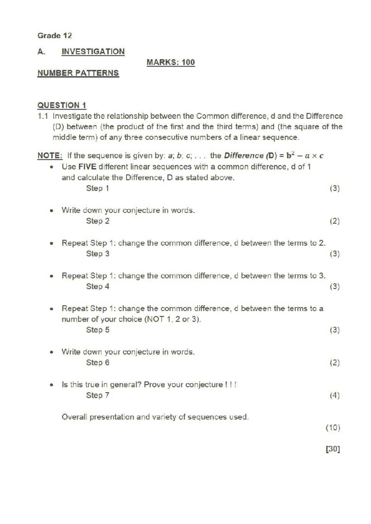 Gr 12 DBE Investigation: Number Patterns & Patio Calculations - Studocu