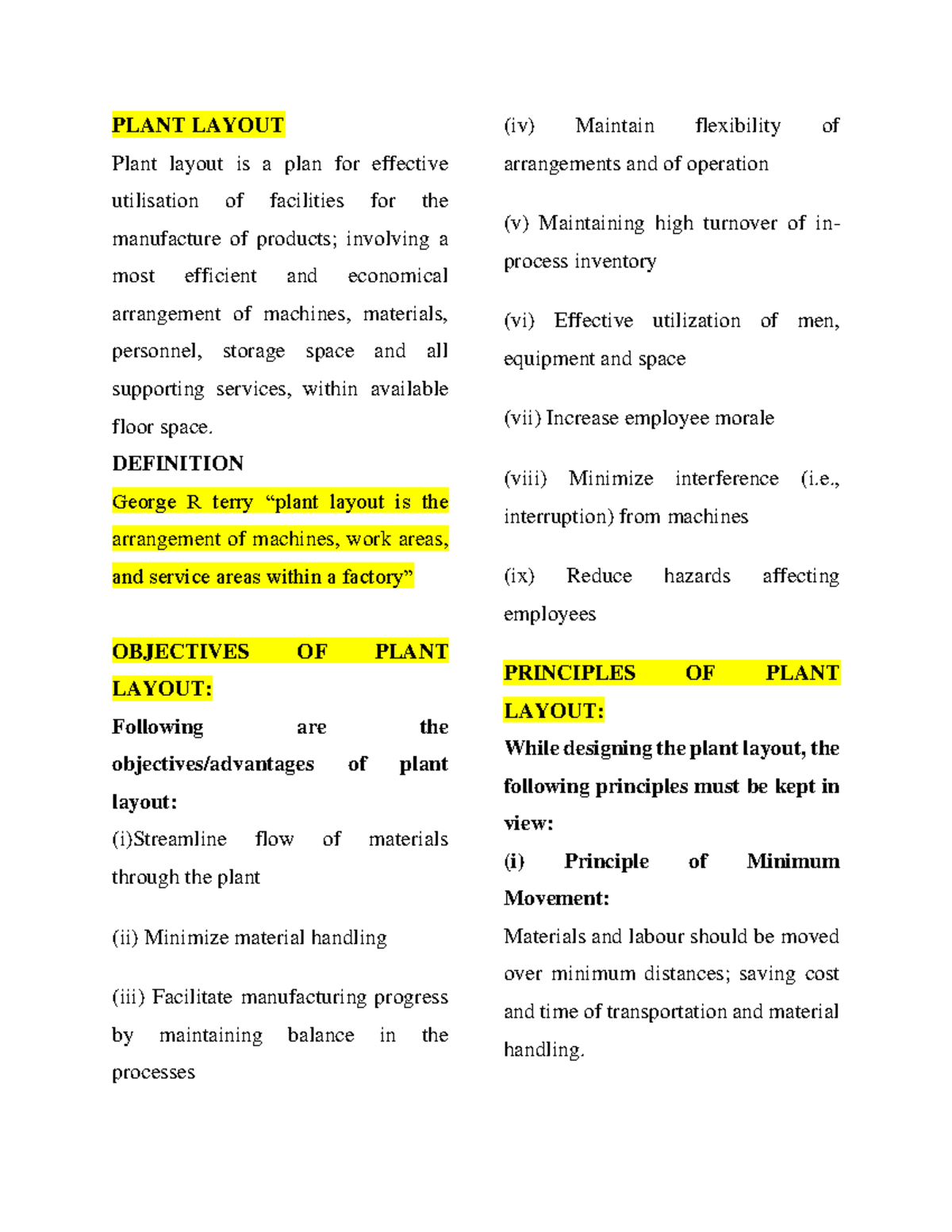 Plant layout - PLANT LAYOUT Plant layout is a plan for effective ...