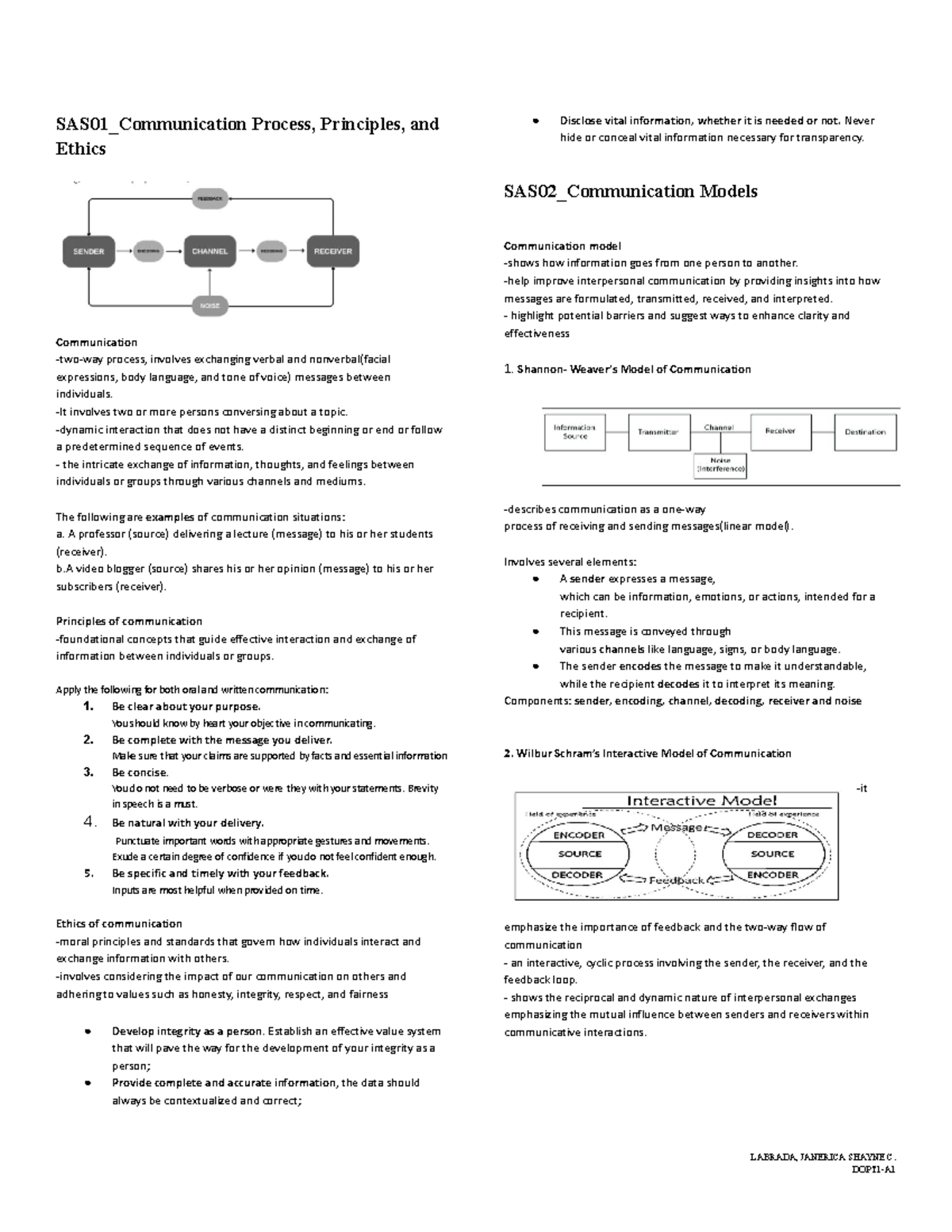 GEN001 P1-1 - Communication Process and Ethical Principles Review - Studocu