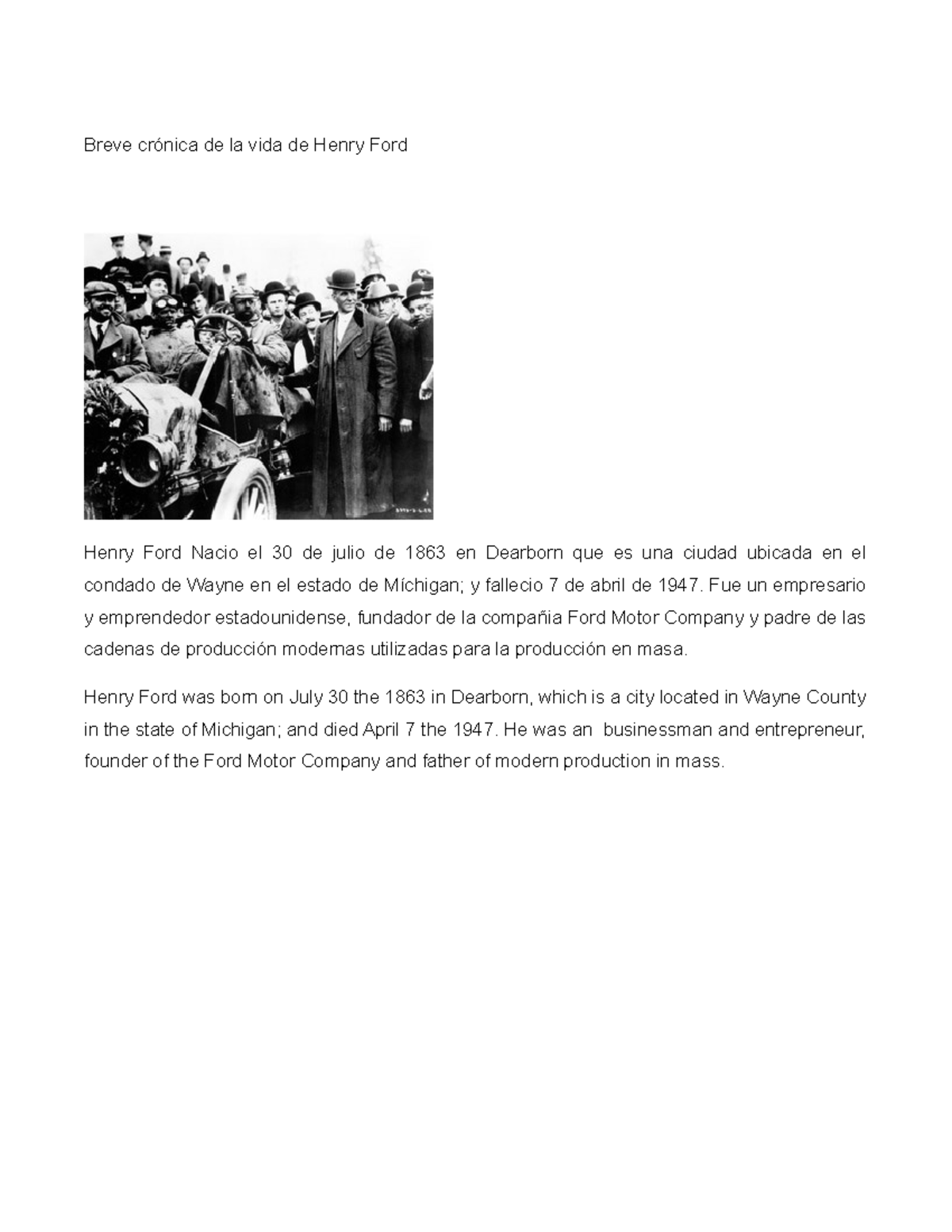 Crónica de la Vida y Logros de Henry Ford - GA2-240202501-AA2-EV01 ...