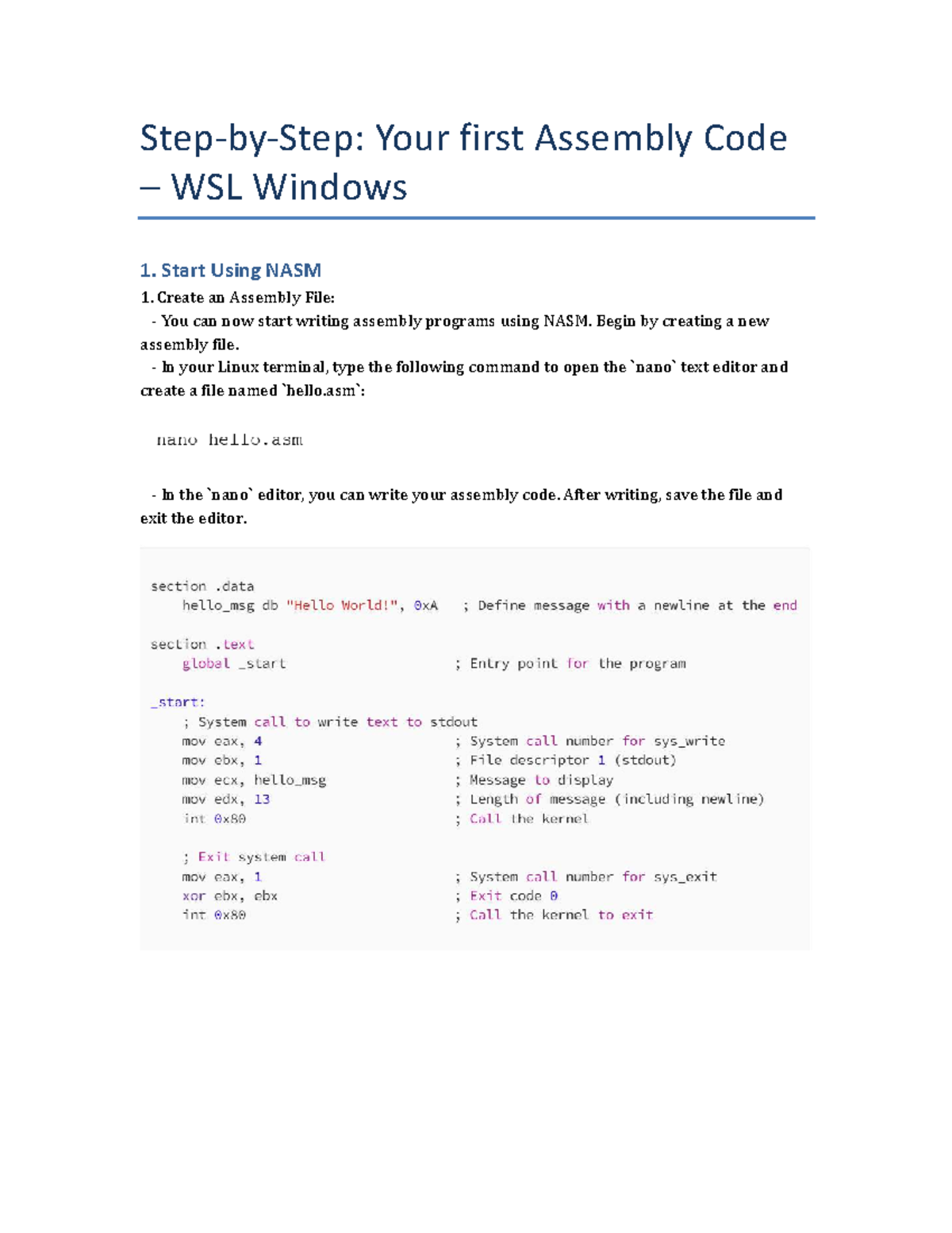 T3 Assembly Code Basics: Getting Started with NASM on Windows - Studocu