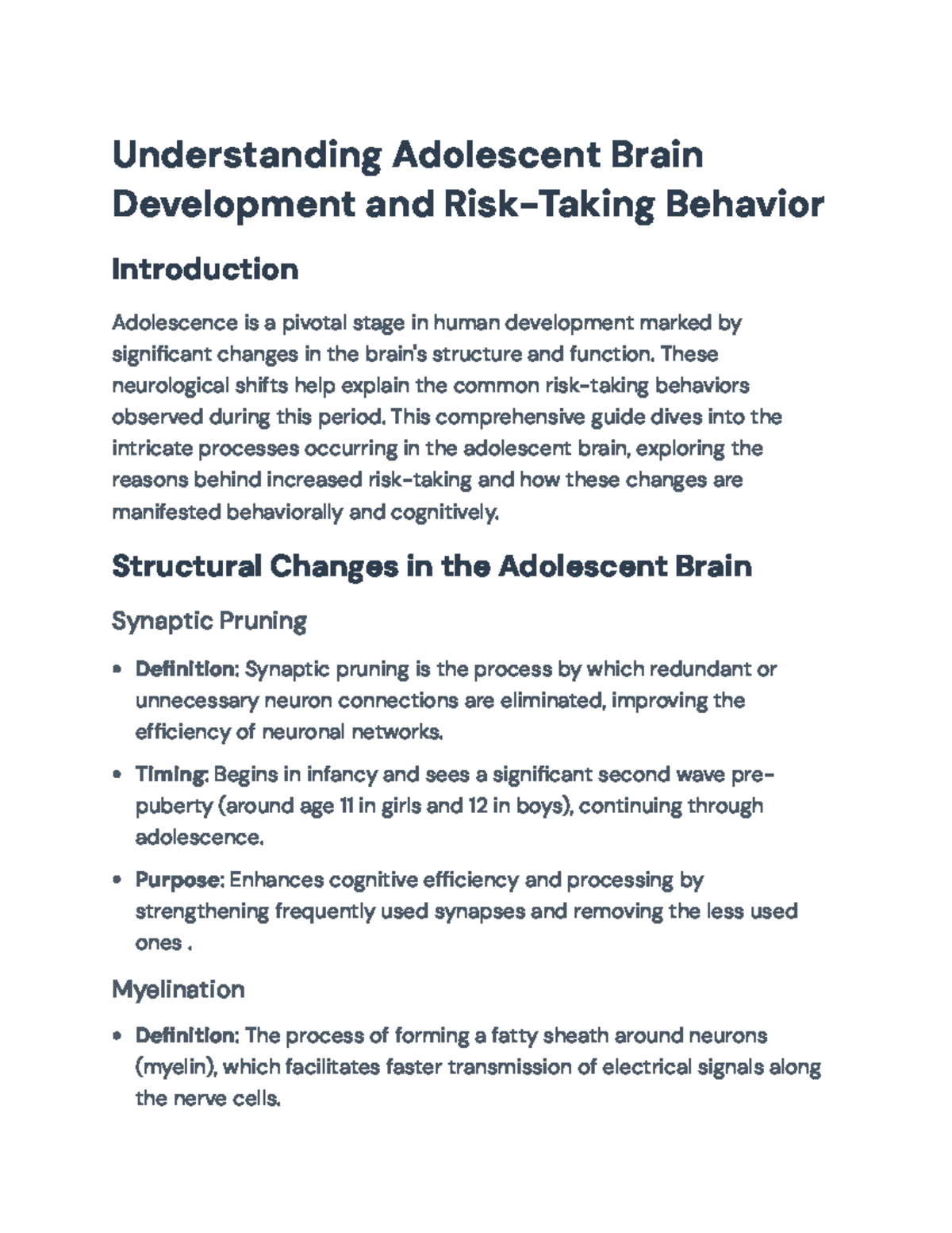 Adolescent Brain Development and Risk-Taking Behavior Insights ...