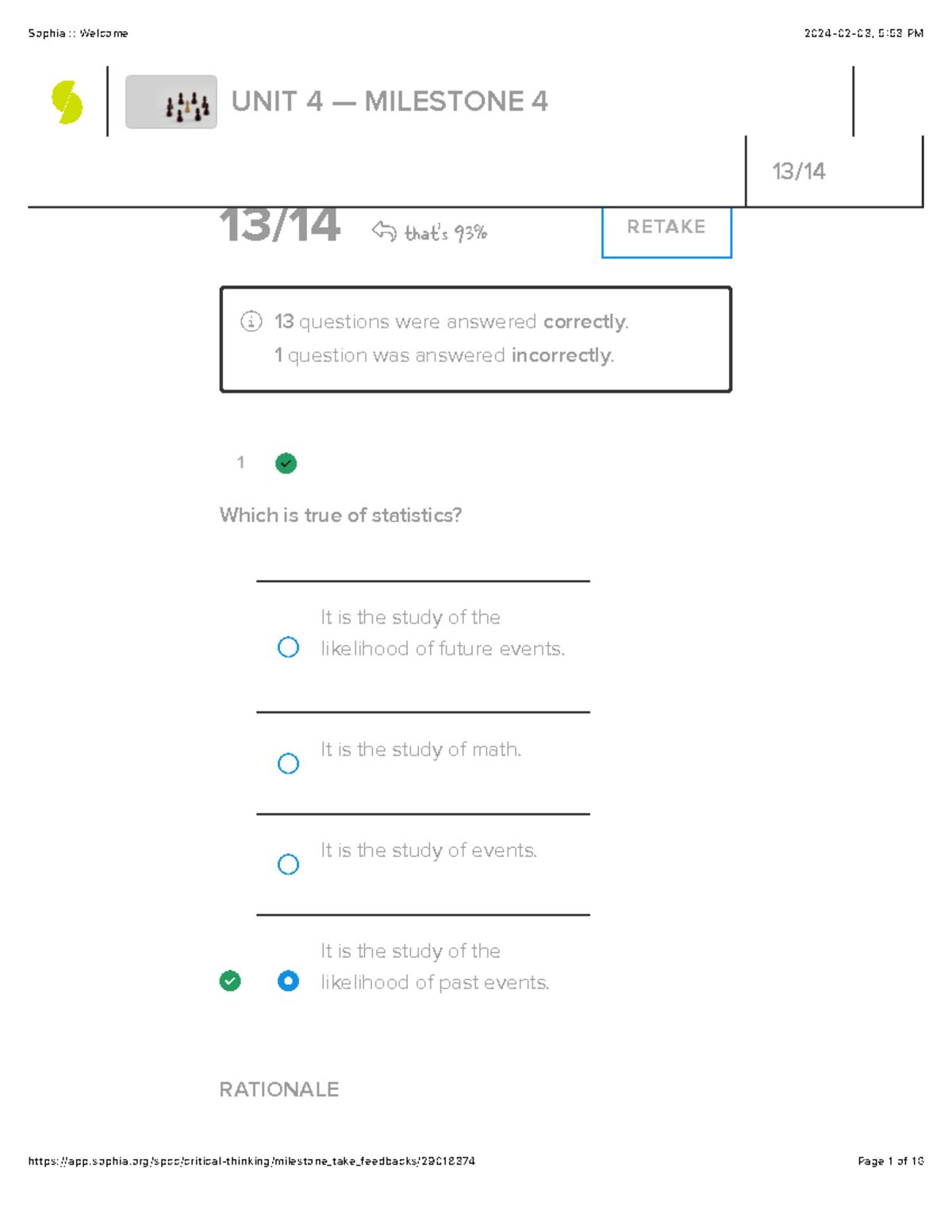 Sophia Critical Thinking Unit 4: Milestone 4 Study Guide - Studocu