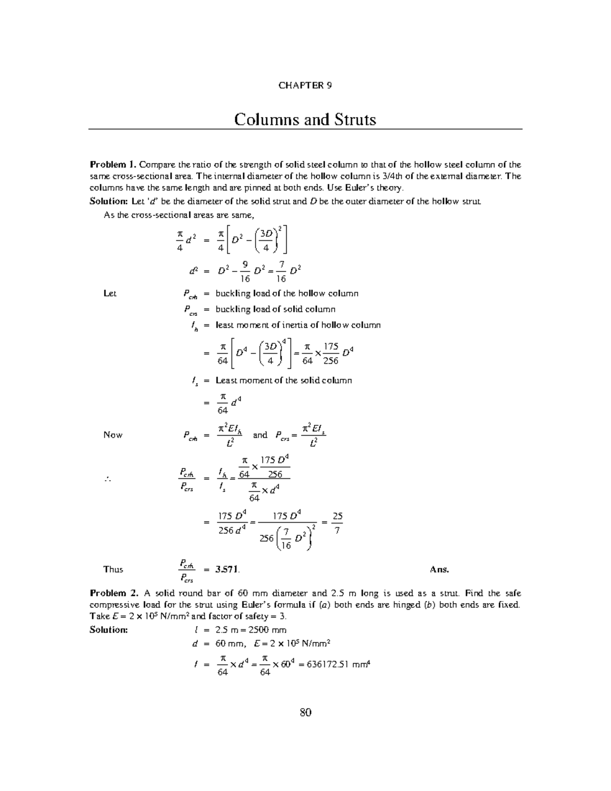 CHAPTER 9: Columns and Struts Sample Problems (ENG 101) - Studocu