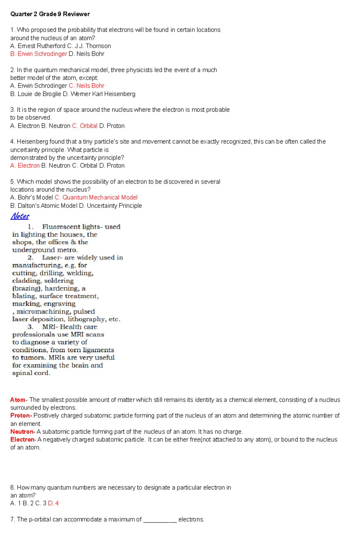 science Grade 9 Q2 Reviewer - Quarter 2 Grade 9 Reviewer Who proposed ...
