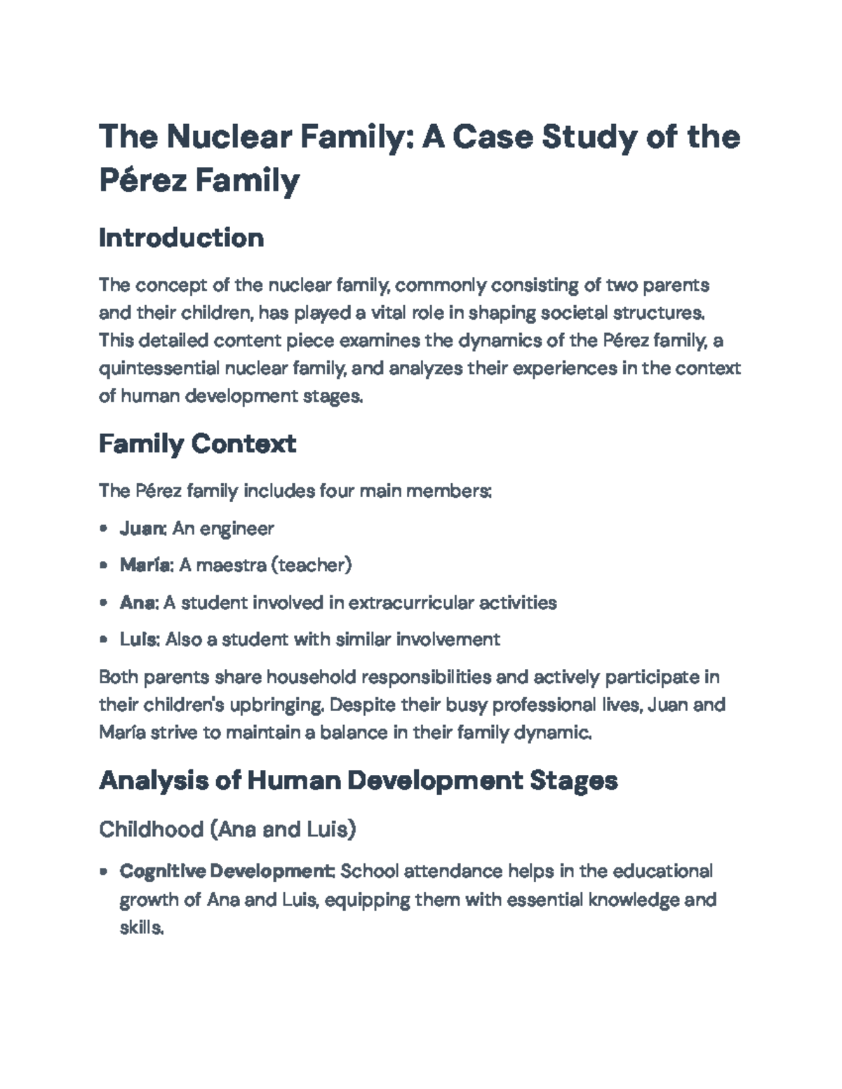 Nuclear Family Dynamics: A Case Study of the Pérez Family - The Nuclear ...