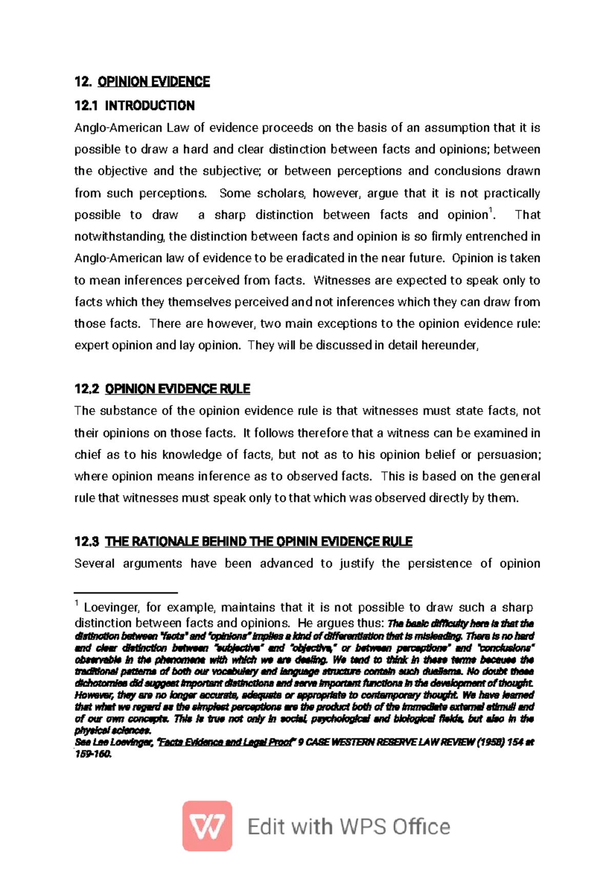 Chapter 12: Opinion Evidence - Key Concepts and Legal Framework - Studocu