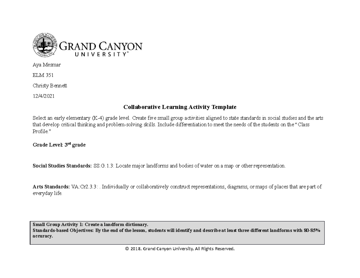 ELM-351-Collaborative Learning Activities for K-4 Social Studies & Arts ...