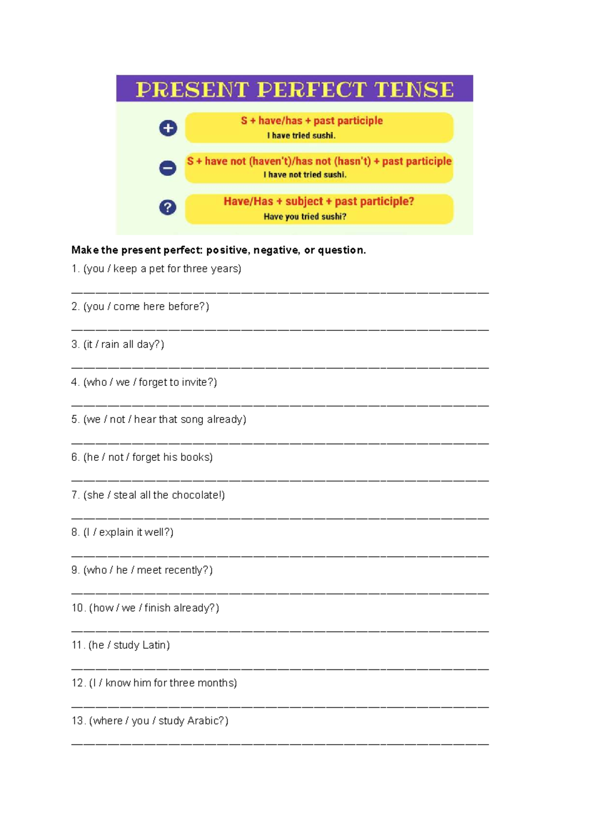 Present Perfect & Simple Tenses Practice - Tutoring Content - Studocu