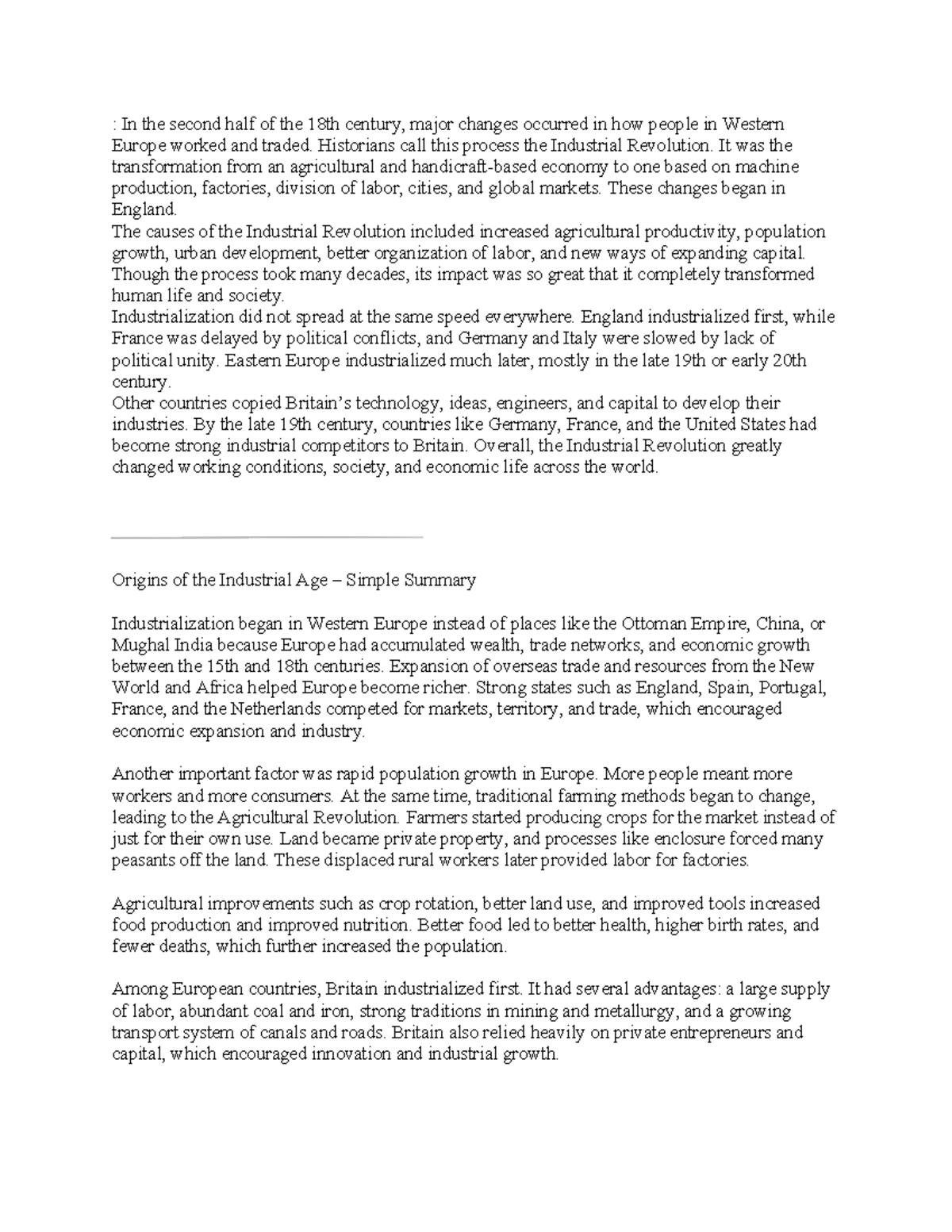 Document (13) - History: The Industrial Revolution in Western Europe ...