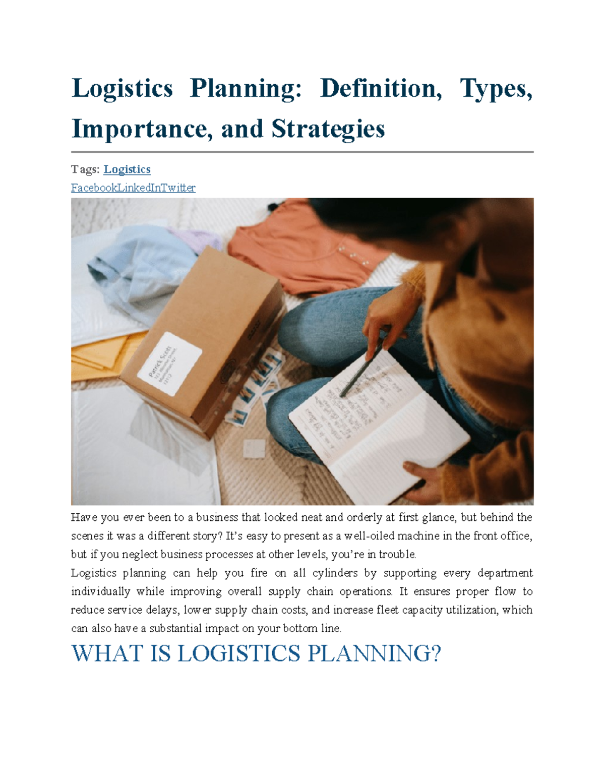 LOG 101 - Homework: Effective Logistics Planning Strategies - Studocu