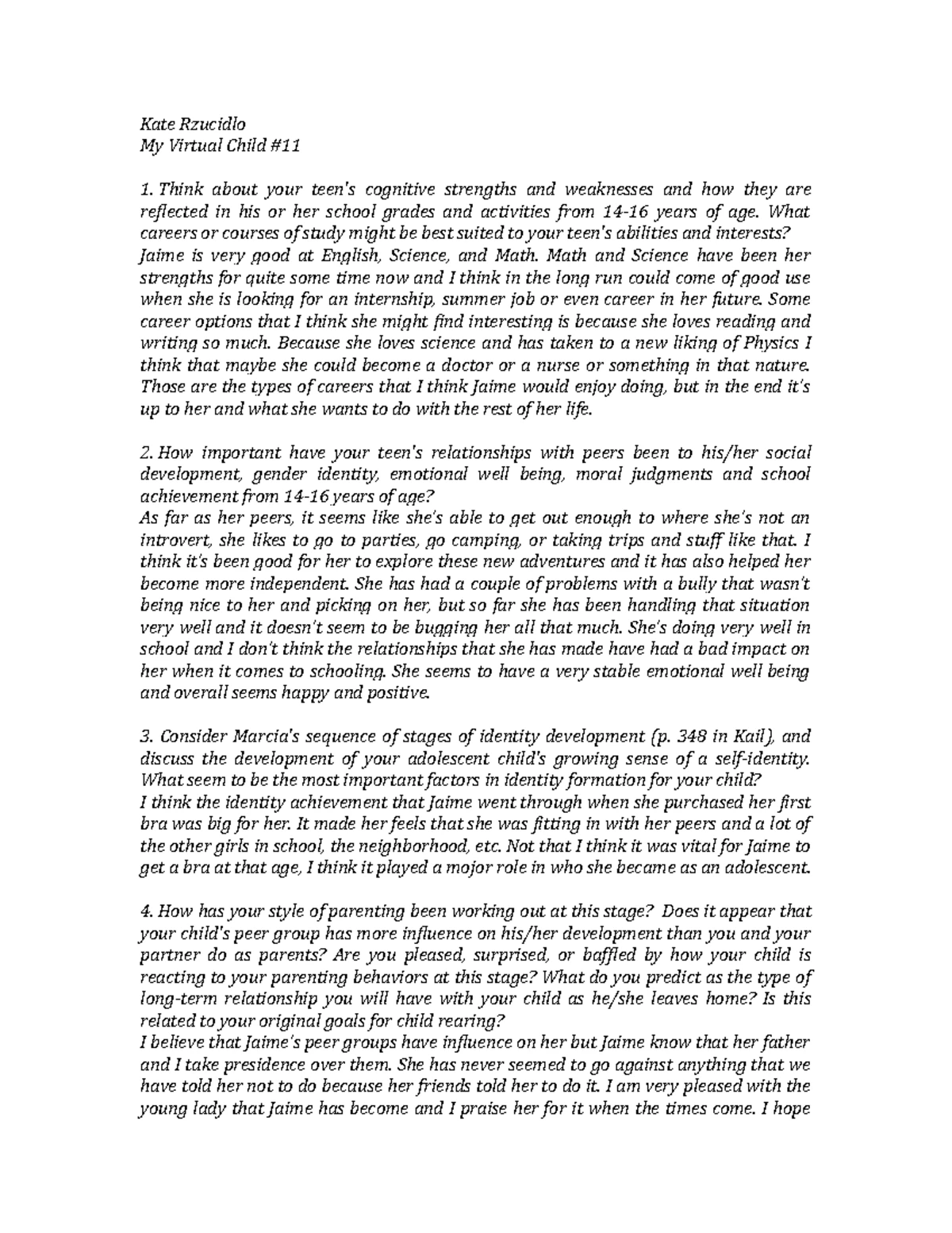 Mvc3 - my virtual child - Kate Rzucidlo My Virtual Child 1. Have there ...