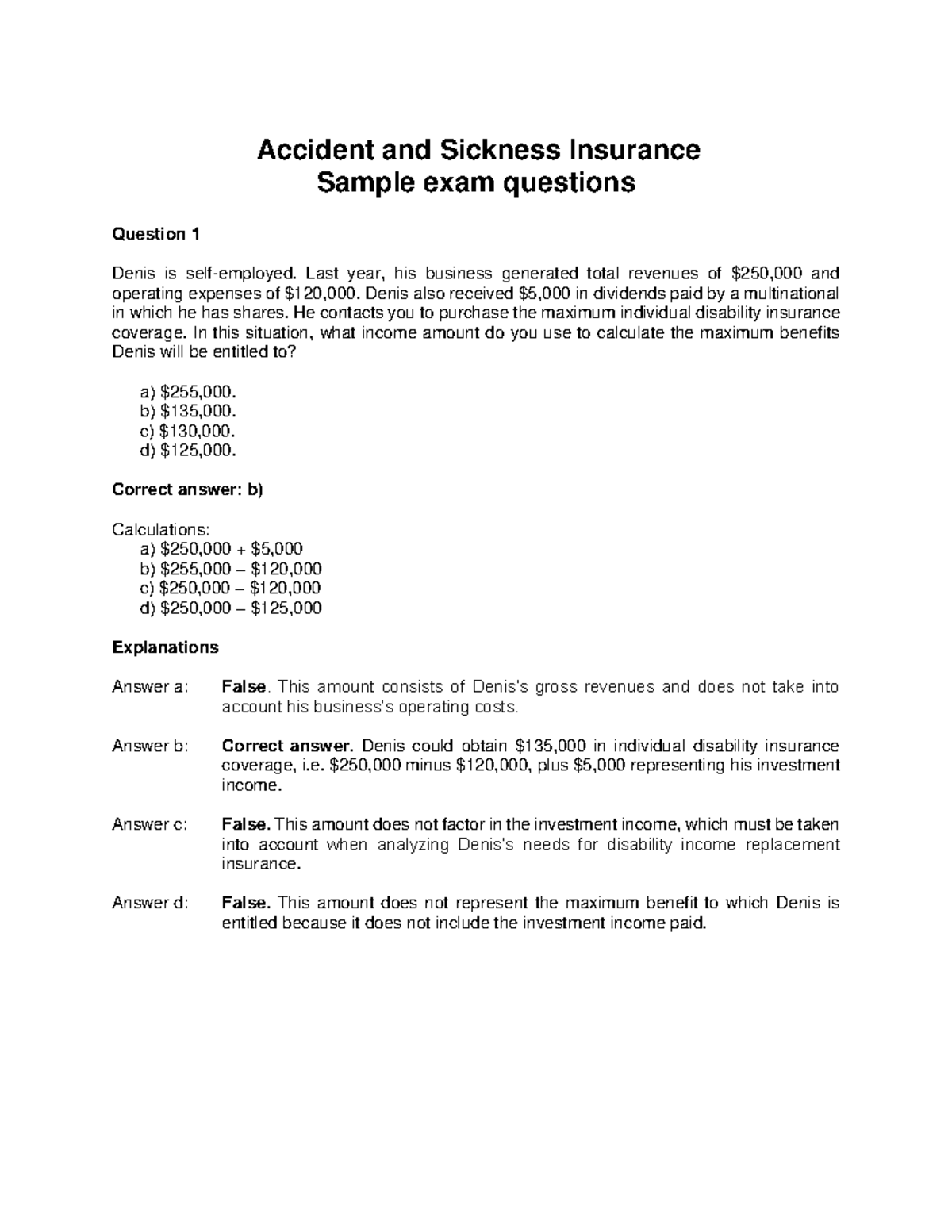 Insurance test 3 - practice materials - Accident and Sickness Insurance ...