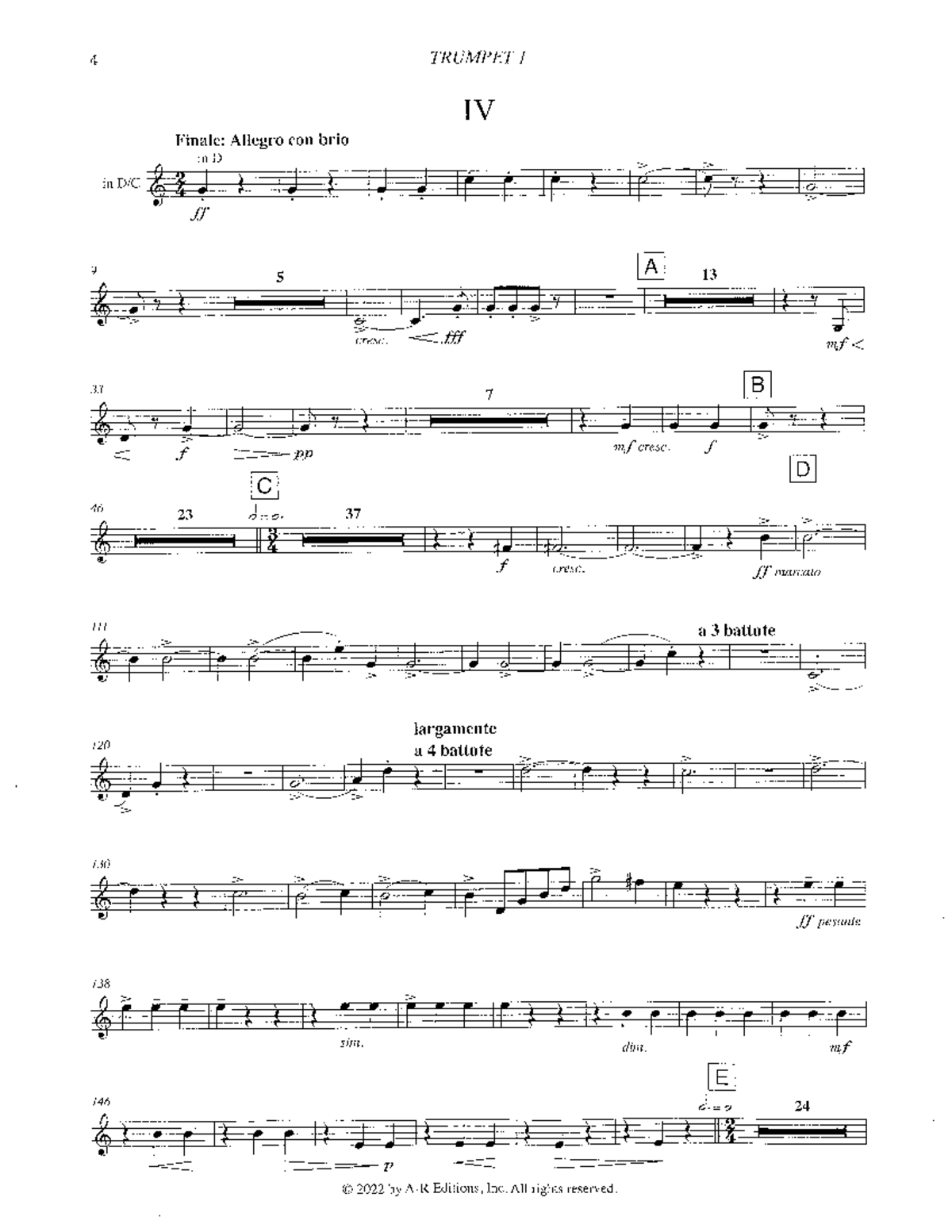 4 TRUMPET I & II: Finale Allegro con brio in D - Smyth Serenade - Studocu