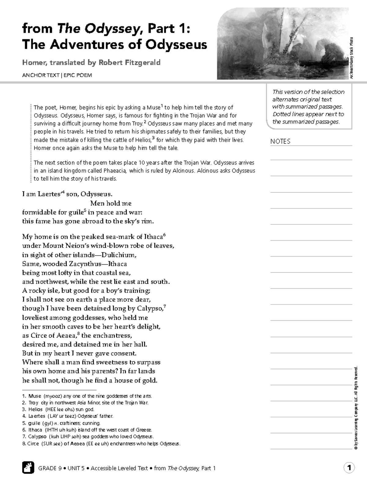 Mpela 17 SE09 U5A LIT The Odyssey Part 1: The Adventures of Odysseus ...