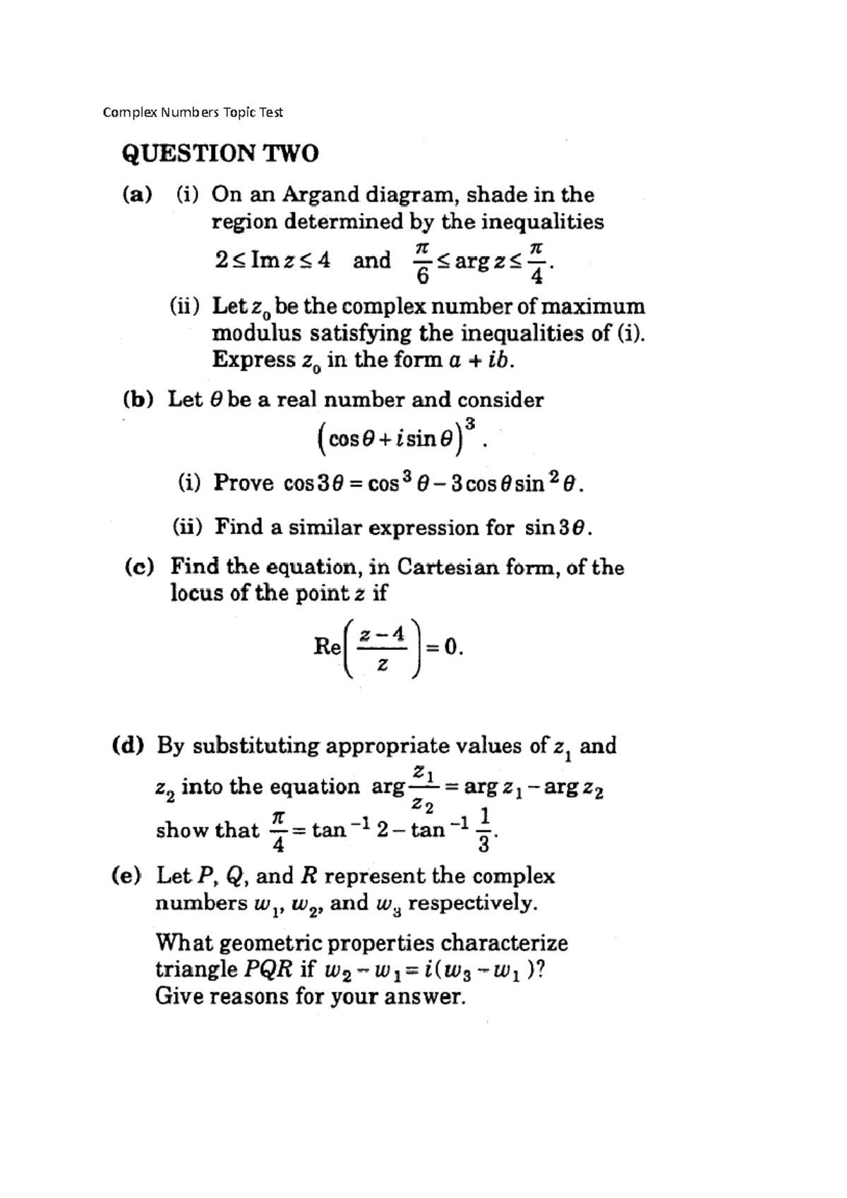 Complex Numbers Topic Test Review Guide - Studocu