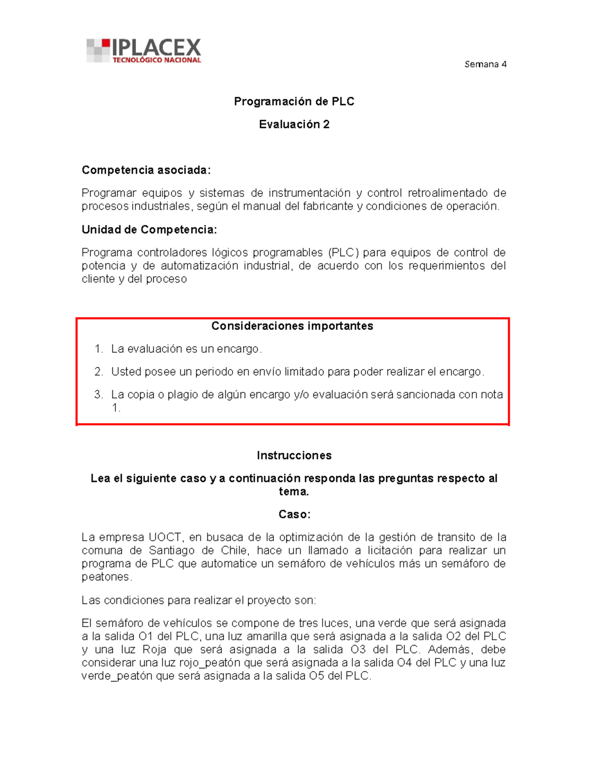 Programación de PLC - Evaluación 2: Proyecto de Semáforo Automatizado - Studocu